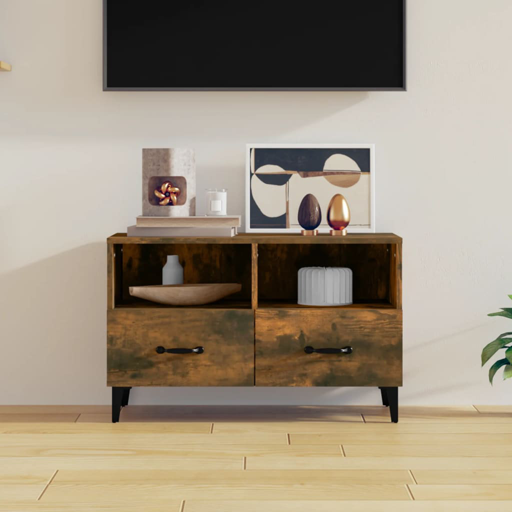 Ebern Designs TV Cabinet Smoked Oak Engineered Wood, Iron TV Cabinet ...