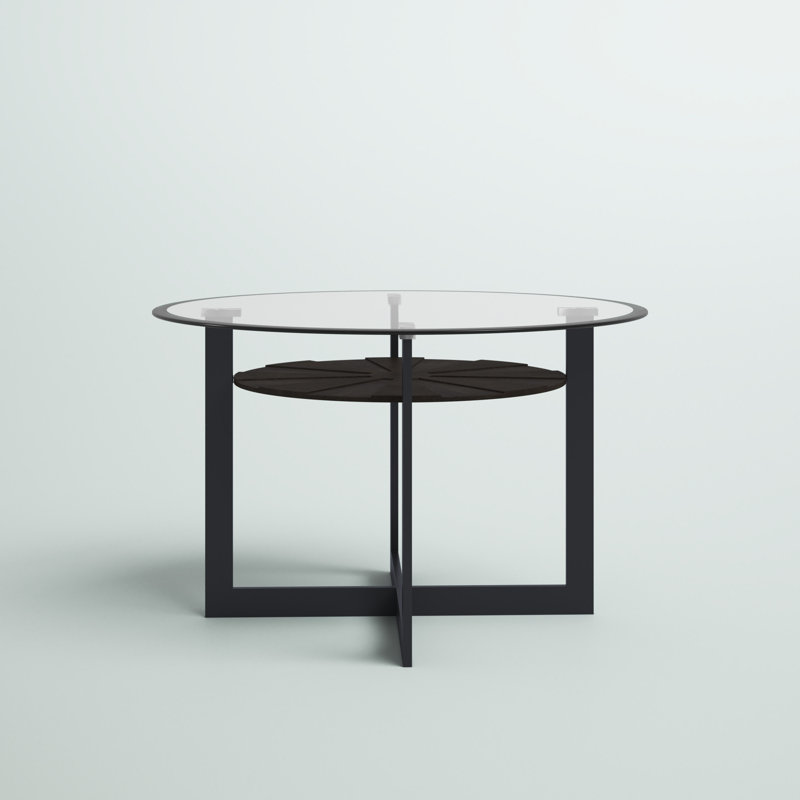 Mercury Row® Rowlett Round Glass Top Metal Base Dining Table & Reviews ...