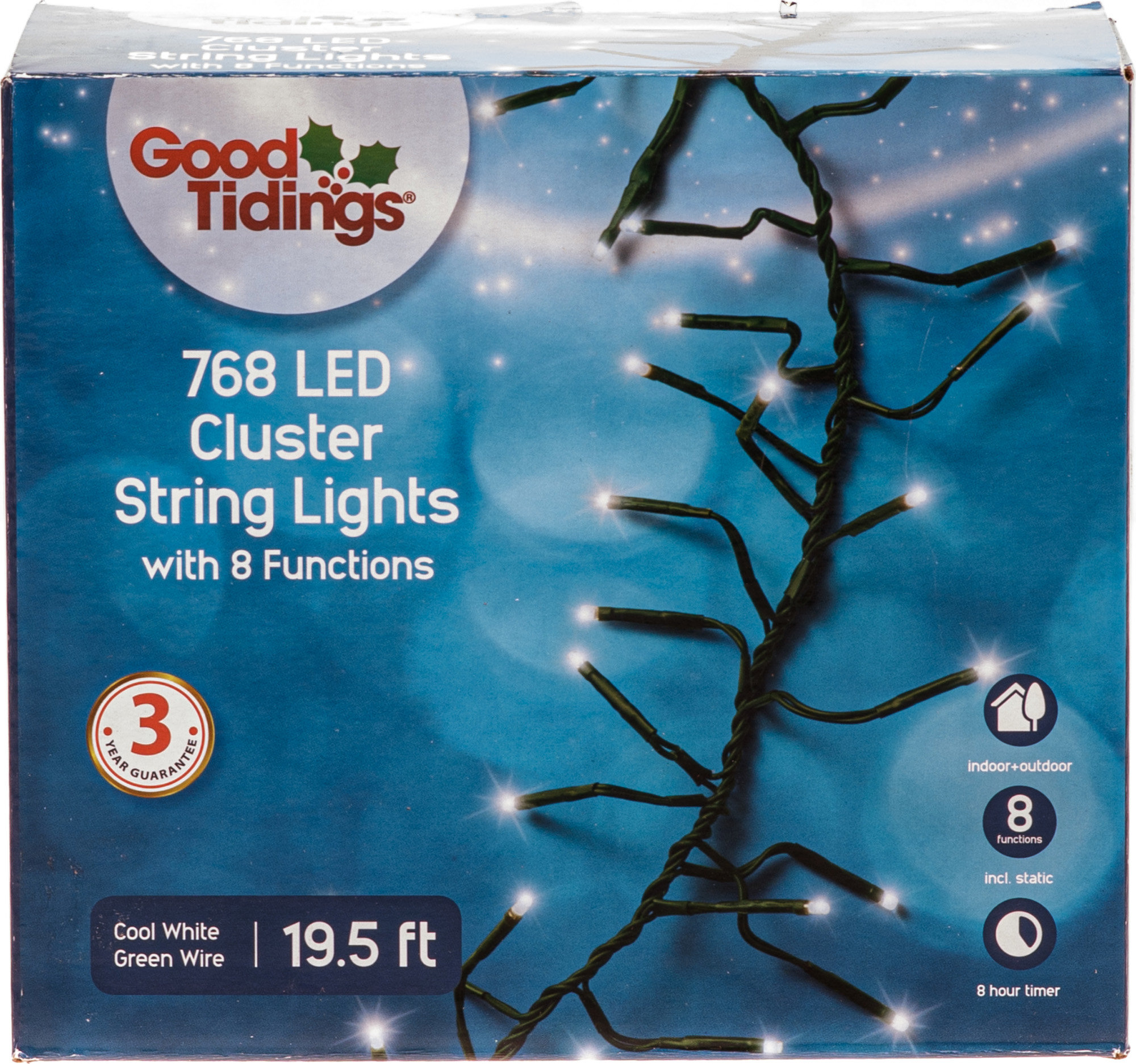 The Holiday Aisle® Cool White LED Light Set - 768 Lights on Green Wire ...