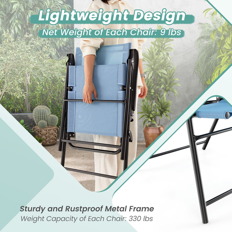 Lark Manor Antoino Fabric Patio Folding Chair Folding Chair Set | Wayfair