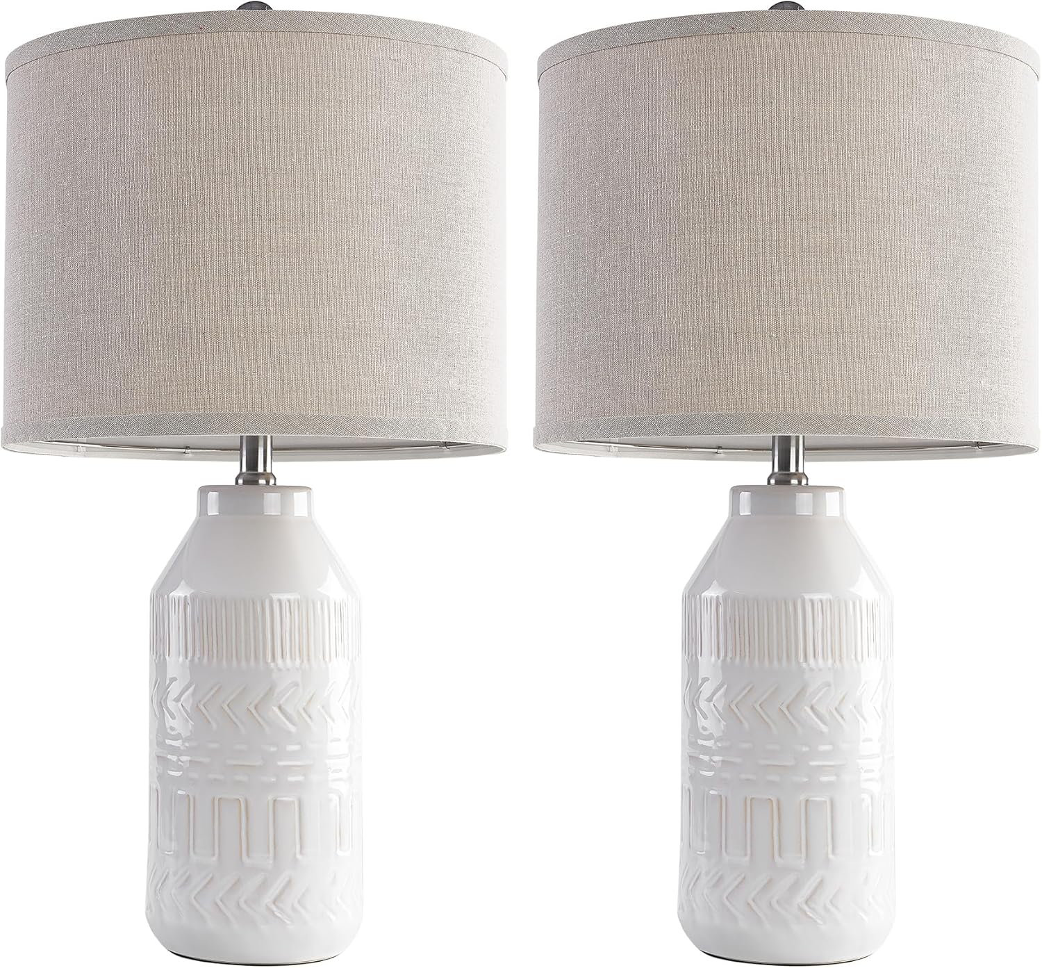 Dakota Fields Modern Ceramic Table Lamps Set Of 2 With Dimmable 3-Way ...
