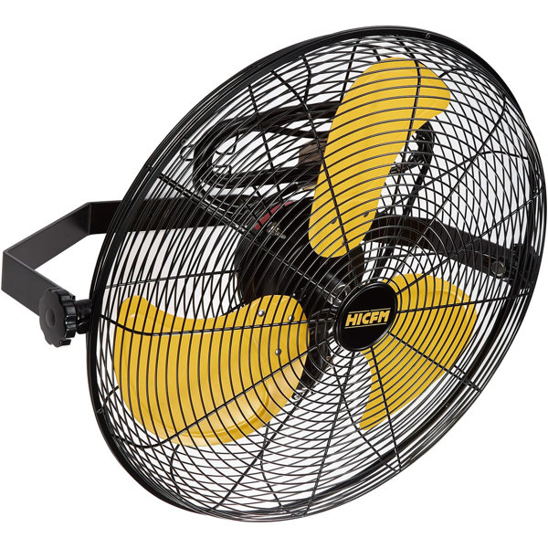 WEDOHOME 3-Speeds Wall Fan In Yellow With IP44 Enclosure Motor, Metal ...