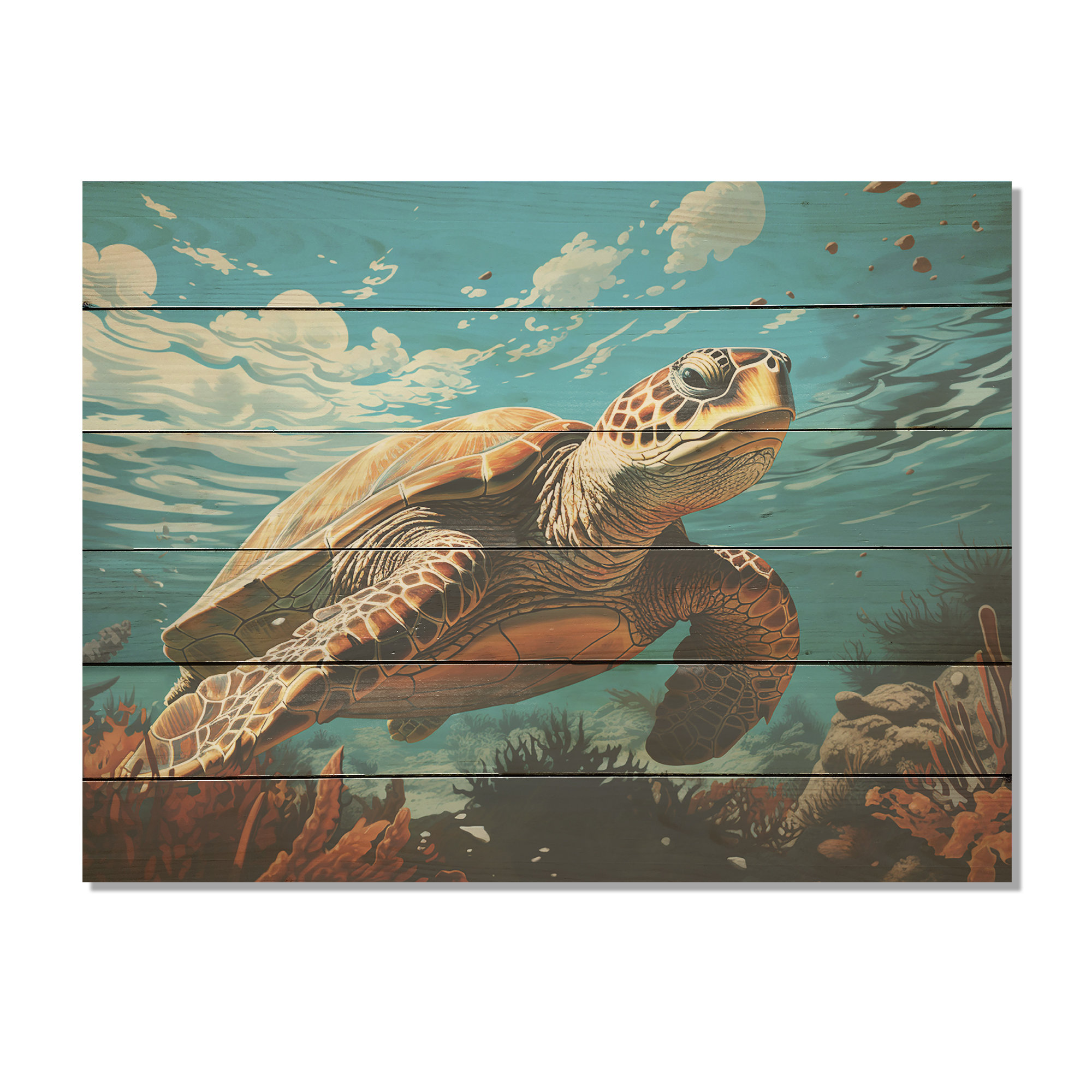 Bay Isle Home™ Classic Art Depiction Of A Turtles Coastal Life - Turtle ...
