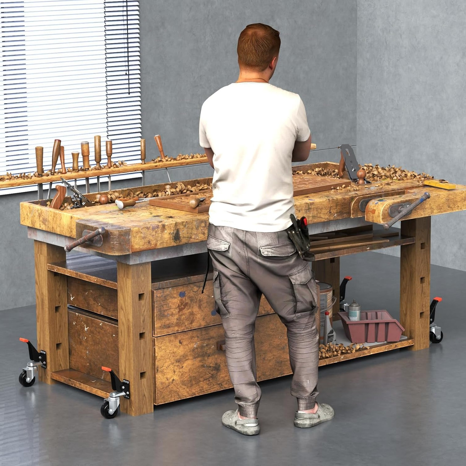 WFX Utility™ 4 PCS Red Workbench Casters Kit, Heavy Duty Casters with ...