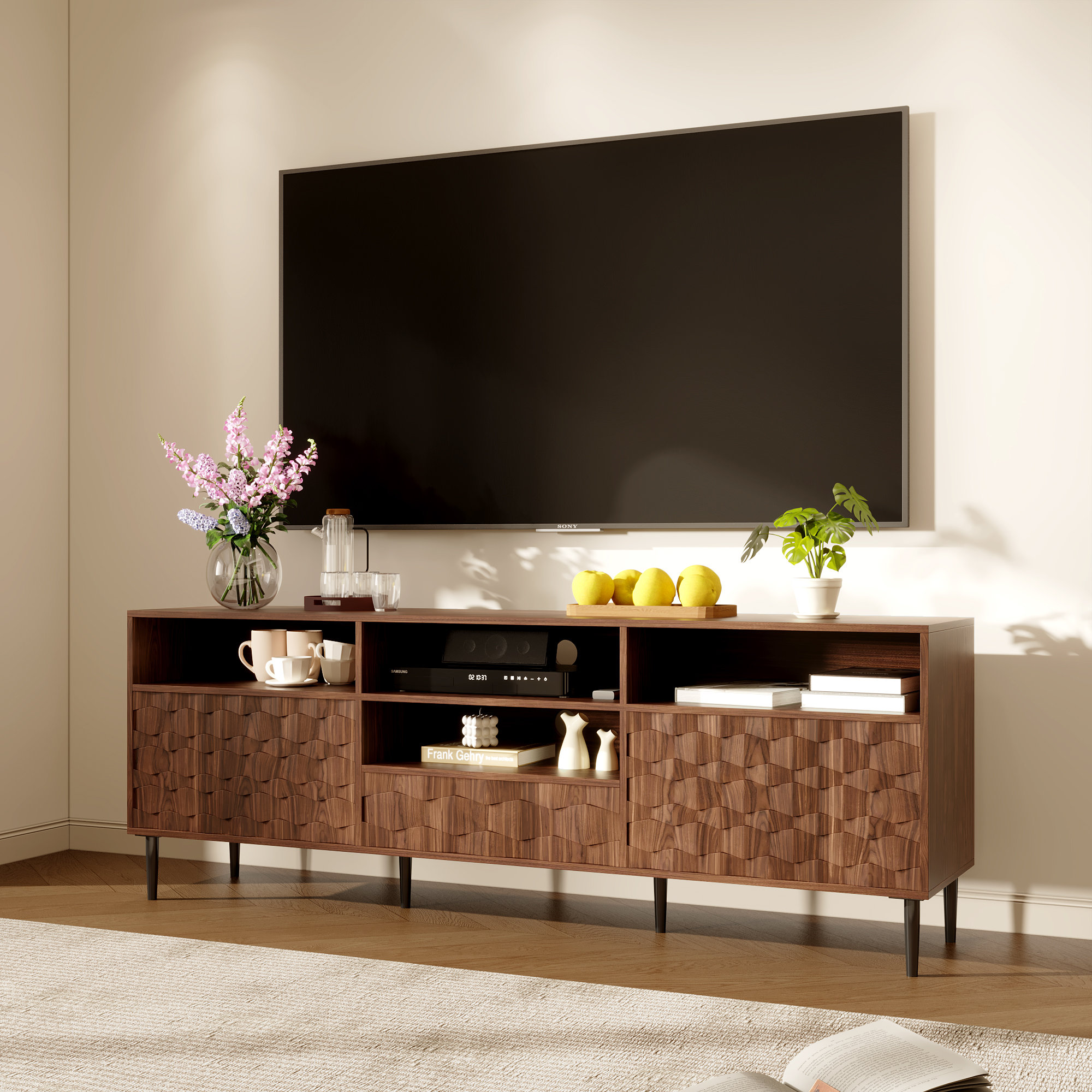 George Oliver Fluted Ulita Entertainment Center Console Media Cabinet ...