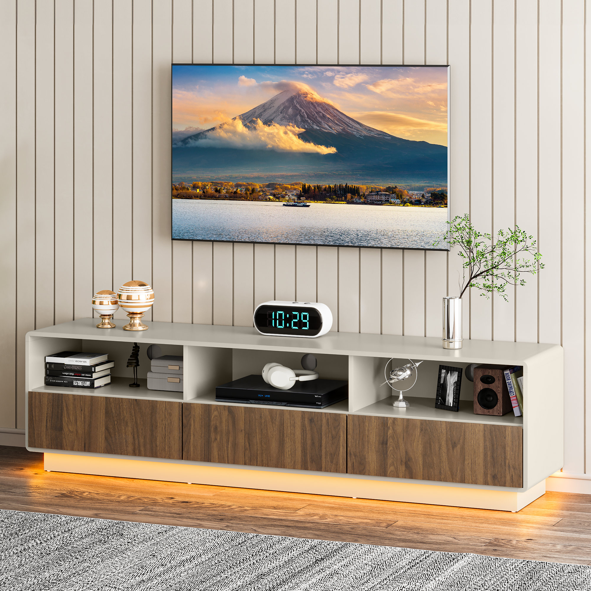 Wrought Studio™ 70" Tv Stand With Led Lights And 3 Drawers | Wayfair