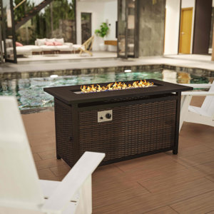 Red Barrel Studio® Yuritzi Outdoor 50,000 BTU Fire Table with Steel Top ...