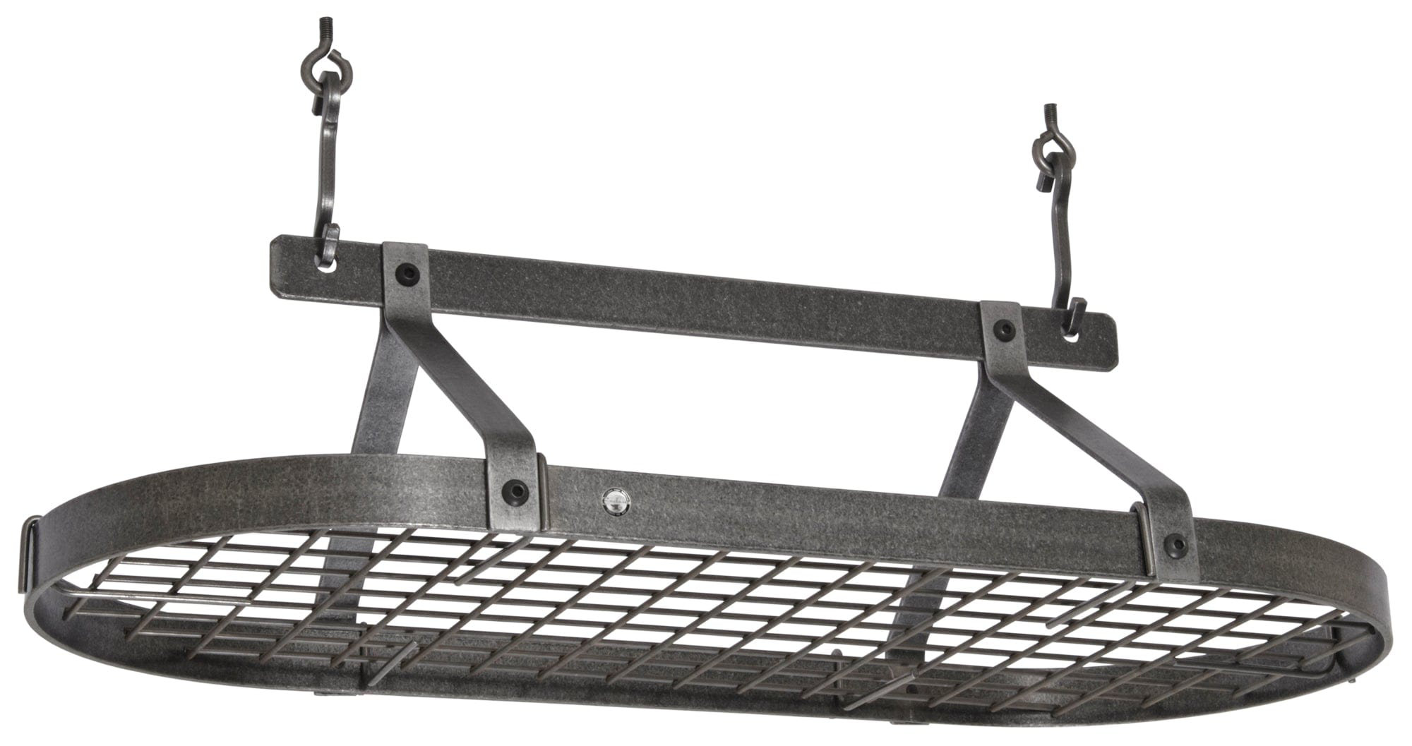 Enclume Grande Cuisine Oval Ceiling Rack W 20 Hooks Hammered Steel ...