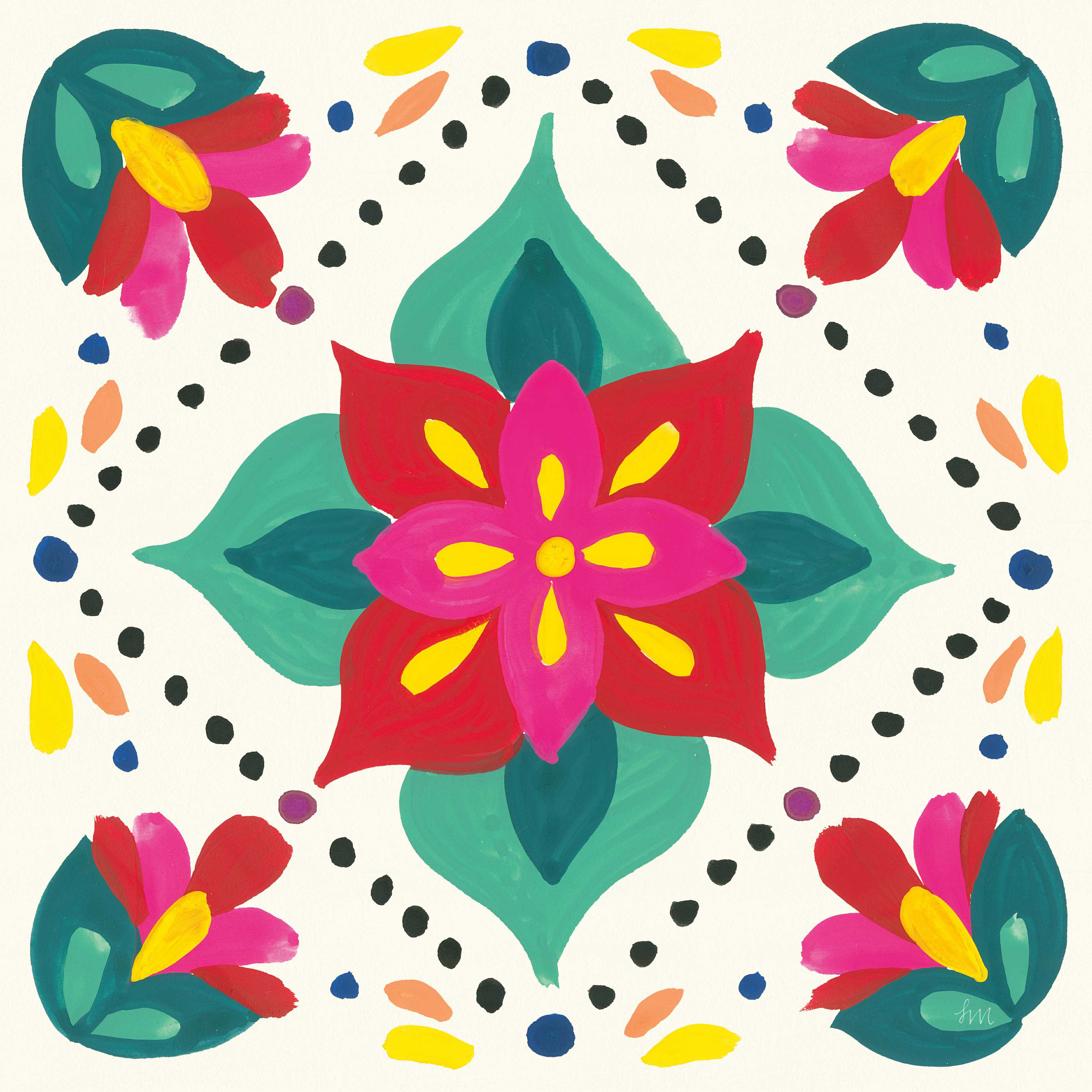 Red Barrel Studio® Floral Fiesta White Tile XI | Wayfair