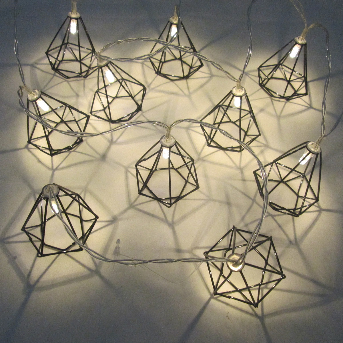 17 Stories Geometric Diamond Metal Lantern Led String Light Fairy ...