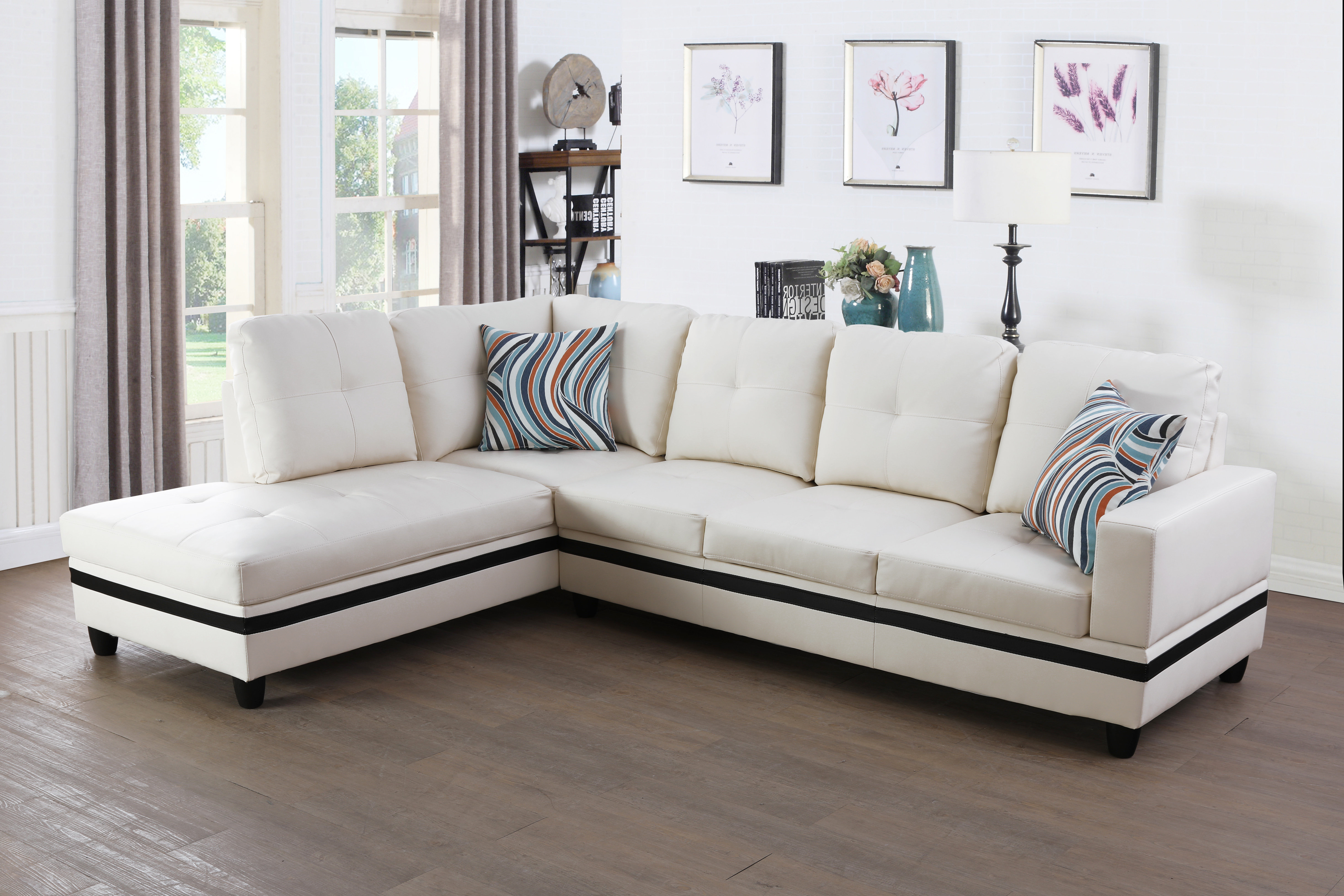 Latitude Run® 103.5'' Wide Faux Leather Left Hand Facing Sofa & Chaise ...
