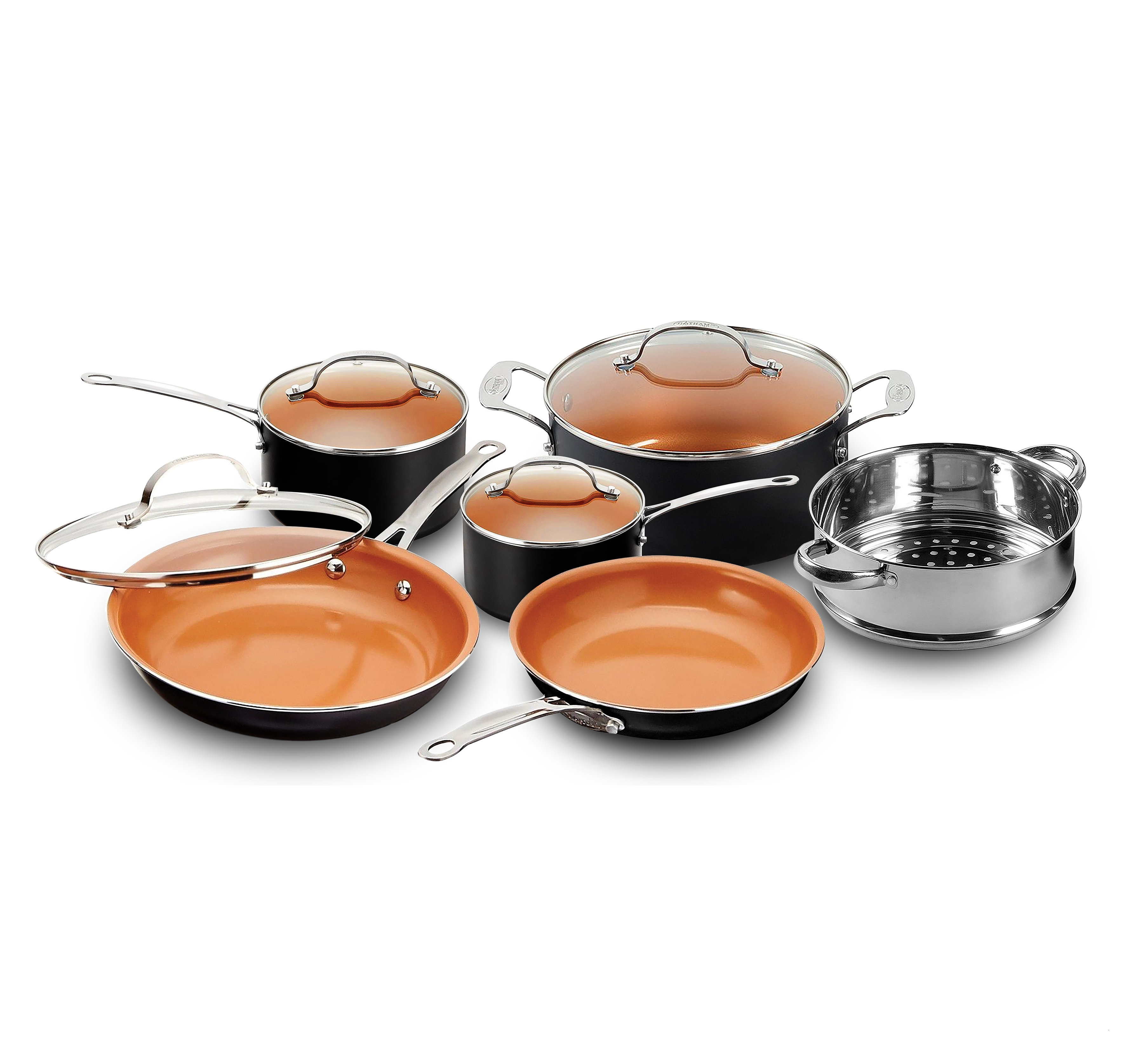Gotham Steel 10 Piece Ceramic Non Stick Cookware Set, Stay Cool Handles ...