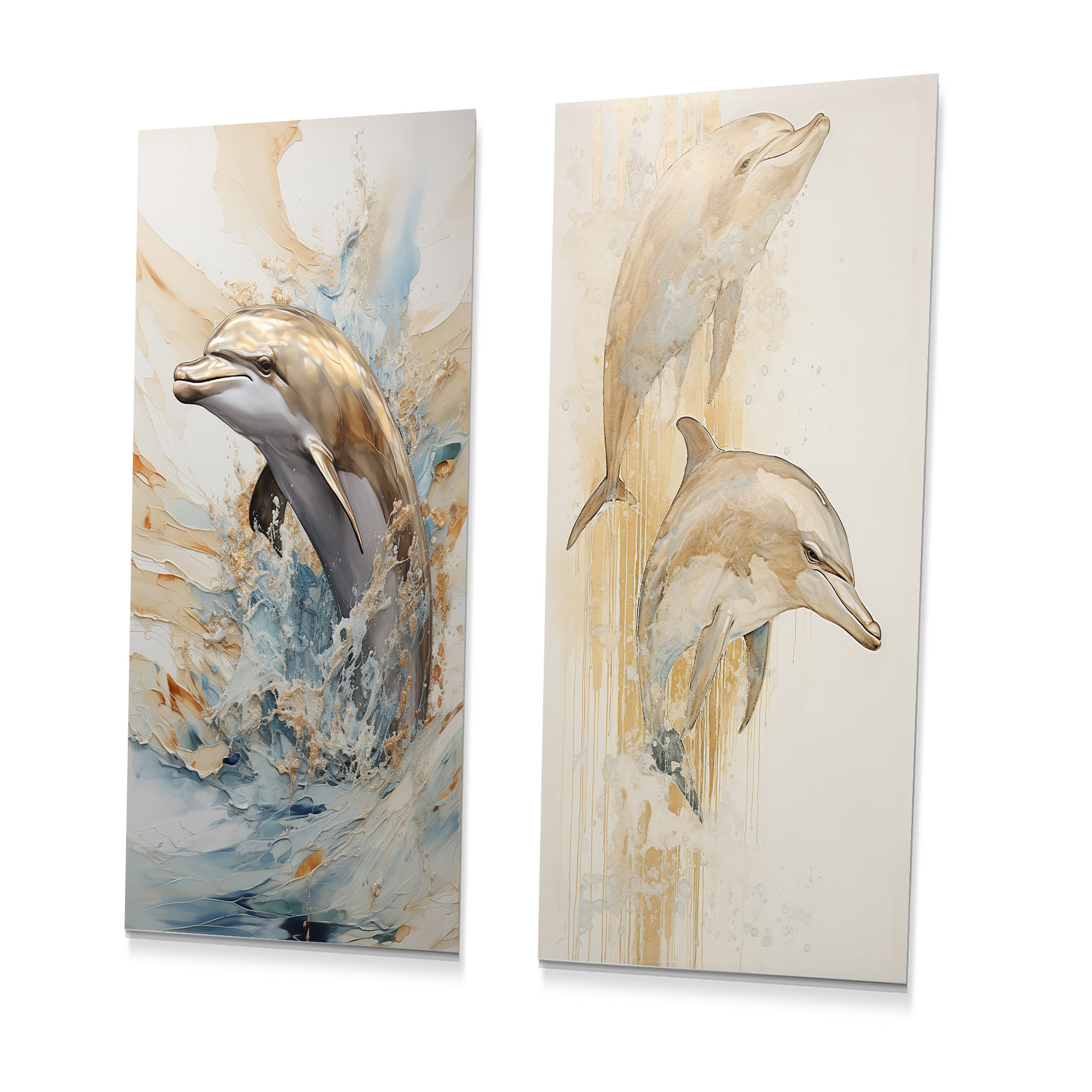 Beachcrest Home™ Beige And Gold Dolphin Happiness - Dolphin Metal Wall ...