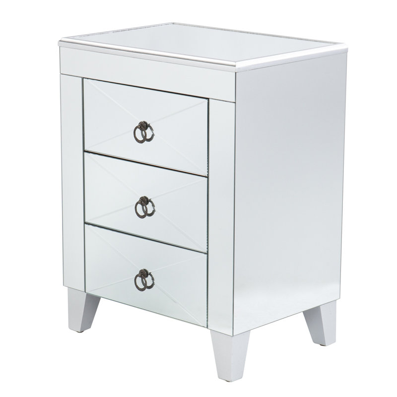 Latitude Run® 26" Silver End Table With Three Drawers | Wayfair