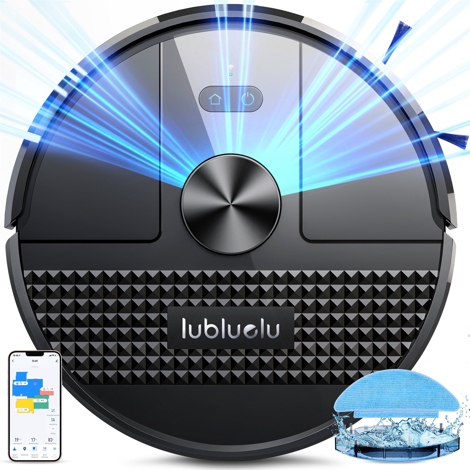 Lubluelu 4500Pa Robotic Vacuum and Mop Cleaner Dry and Wet 2.4G WIFI ...