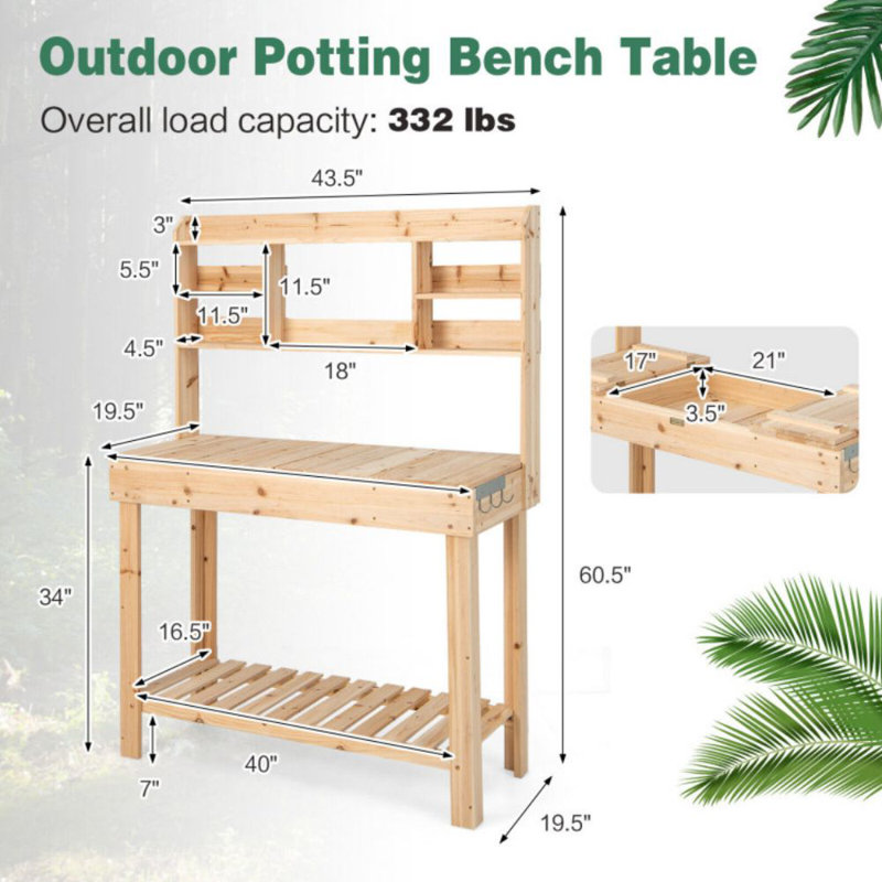 Lark Manor™ Angjelina Fir Potting Bench & Reviews | Wayfair