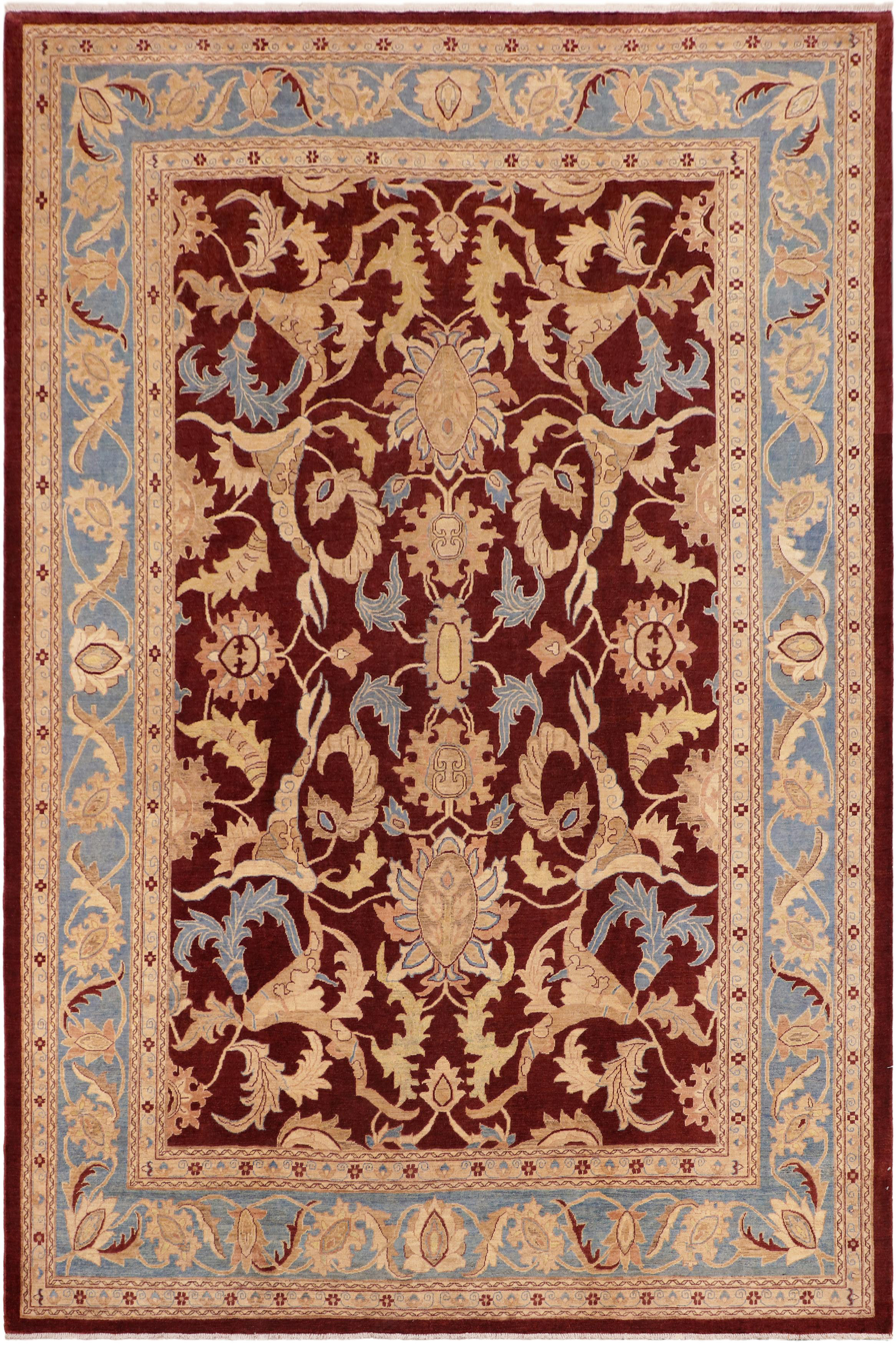 Isabelline Oriental Handmade Hand-Knotted Rectangle 10'3'' x 14' Wool Area Rug in Tan/Red/Light ...