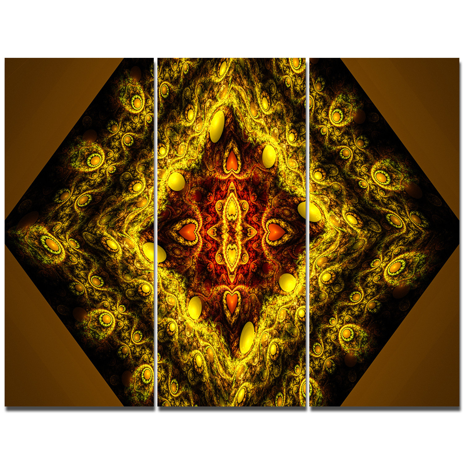 Design Art 'Cabalistic Yellow Fractal Design' Graphic Art Print Multi ...