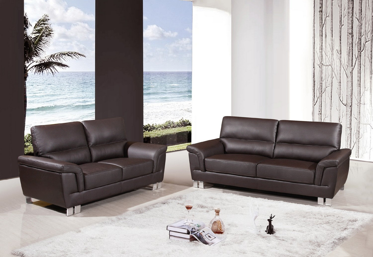 Orren Ellis Daneuil Two Piece Indoor Faux Leather Five Person Seating ...