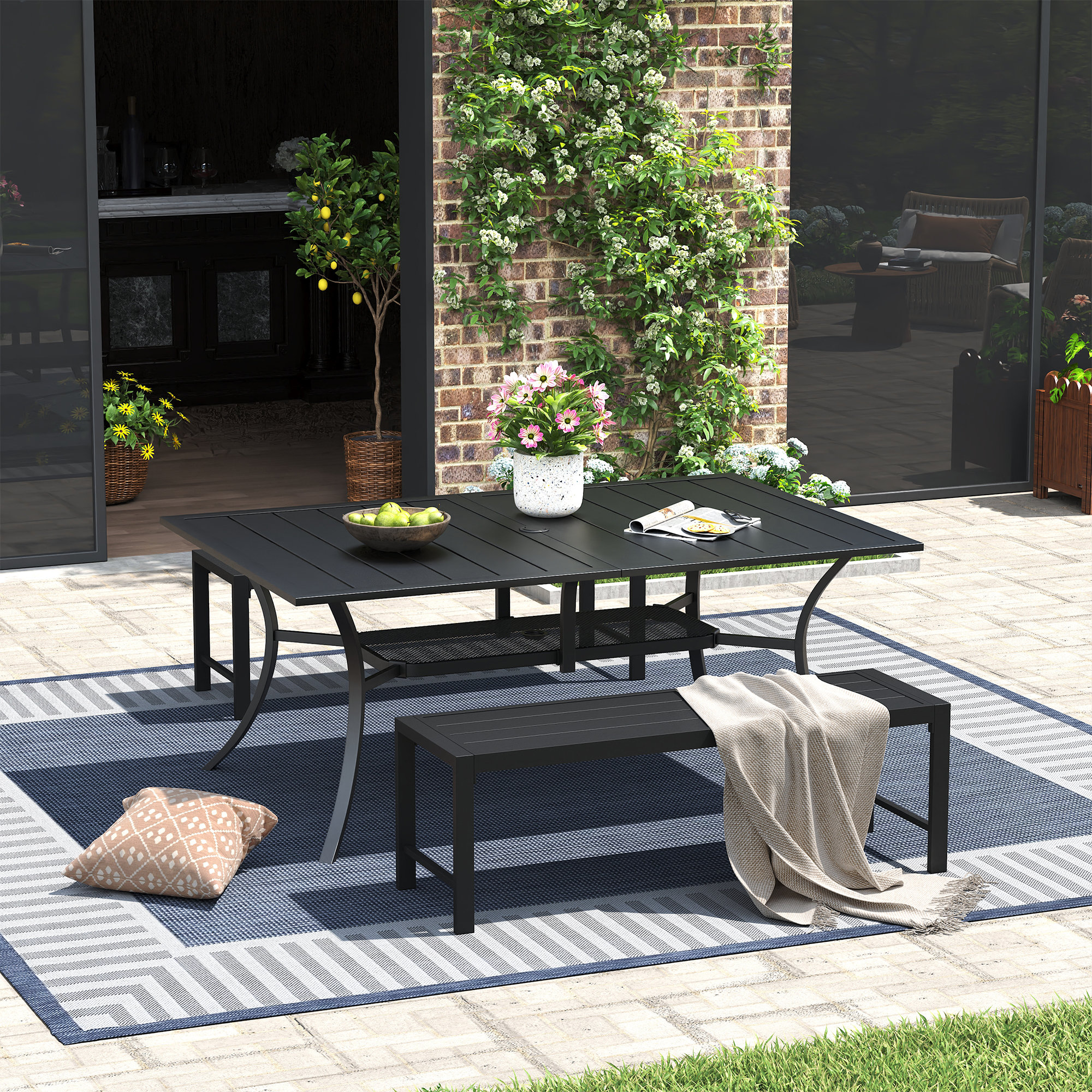 Latitude Run® Patio Dining Set with Rectangular Dining Table and ...