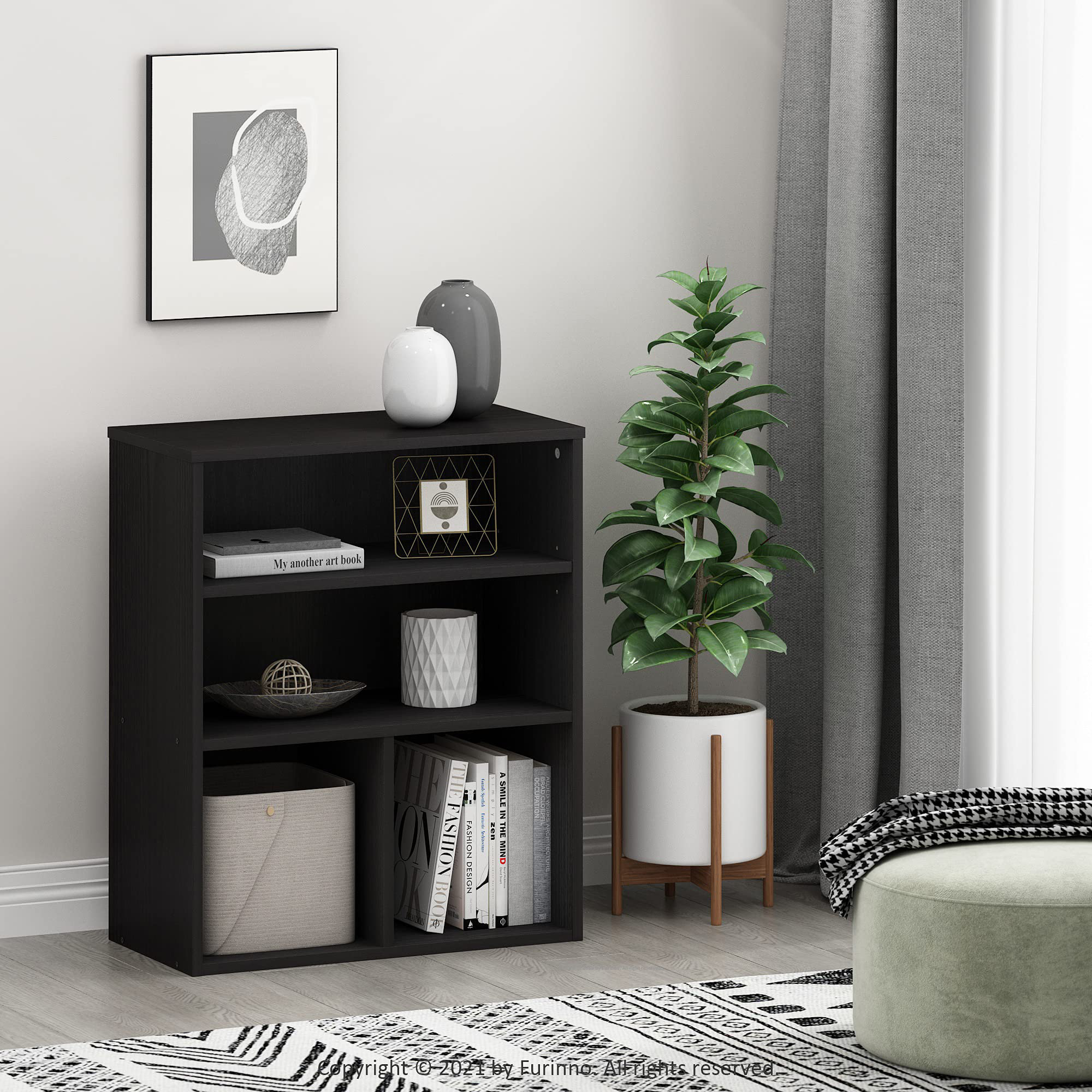 Latitude Run® 3-Tier Bookcase, Transitional-Style Storage Unit for ...