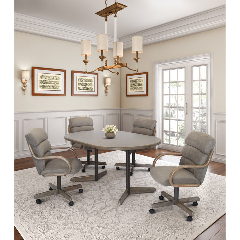 CasterChairCompany 5-Piece Extendable Double-Pedestal Caster Dining Set ...