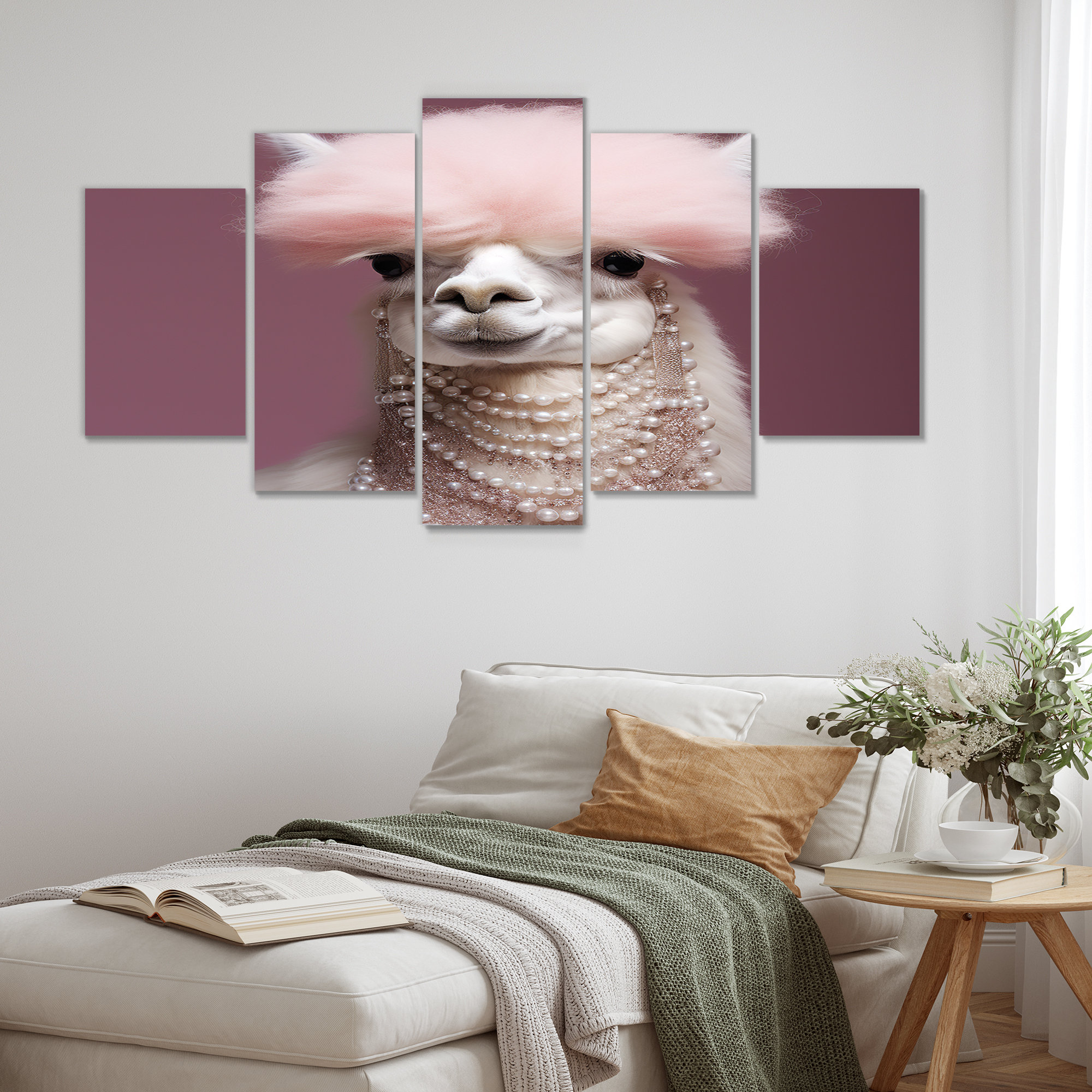 Zoomie Kids Fancy Glam Alpaca - Alpaca Wall Art Decor 5 Piece | Wayfair