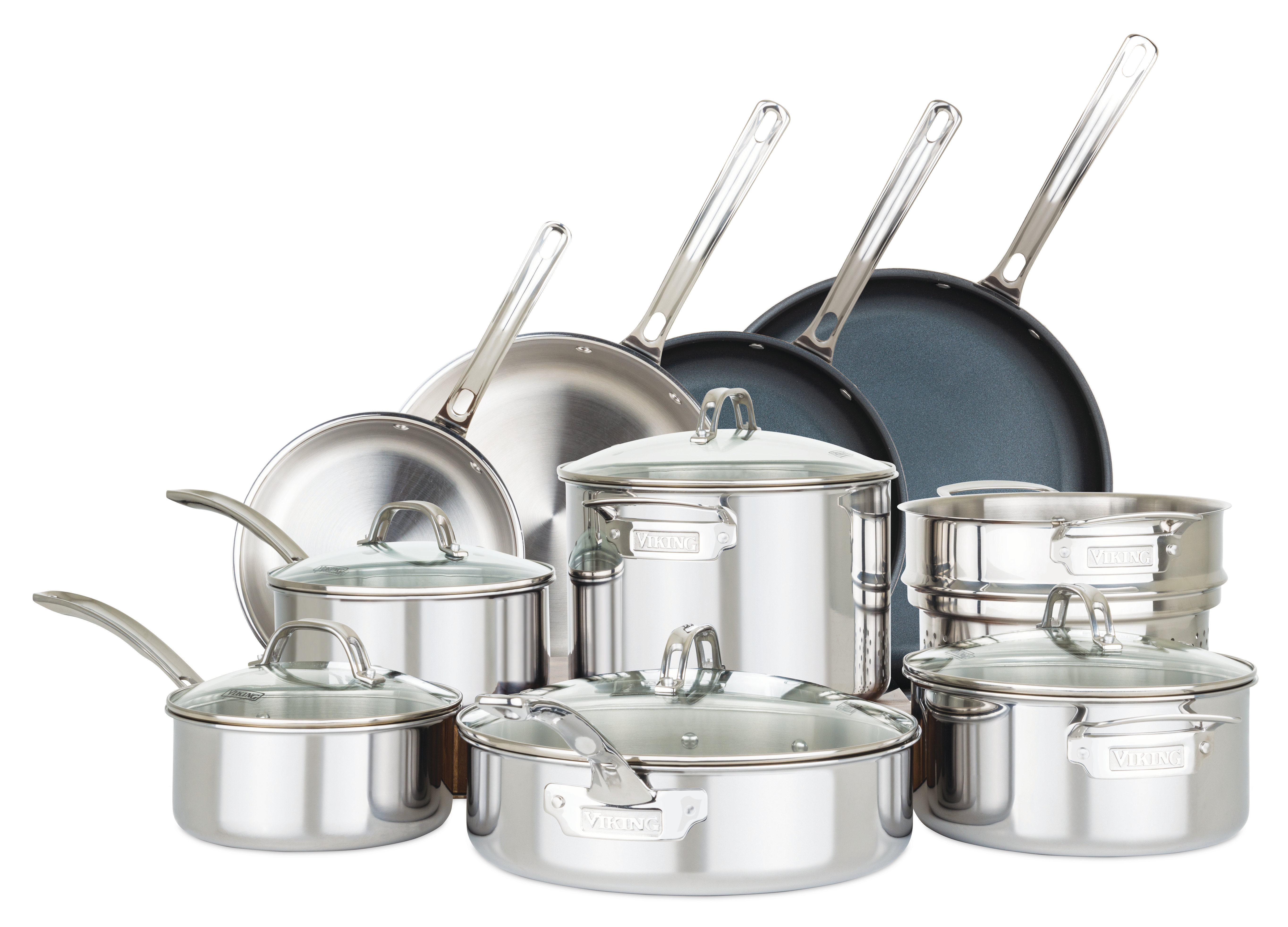 Viking 3-Ply 15 Piece Stainless Steel Cookware Set & Reviews | Wayfair