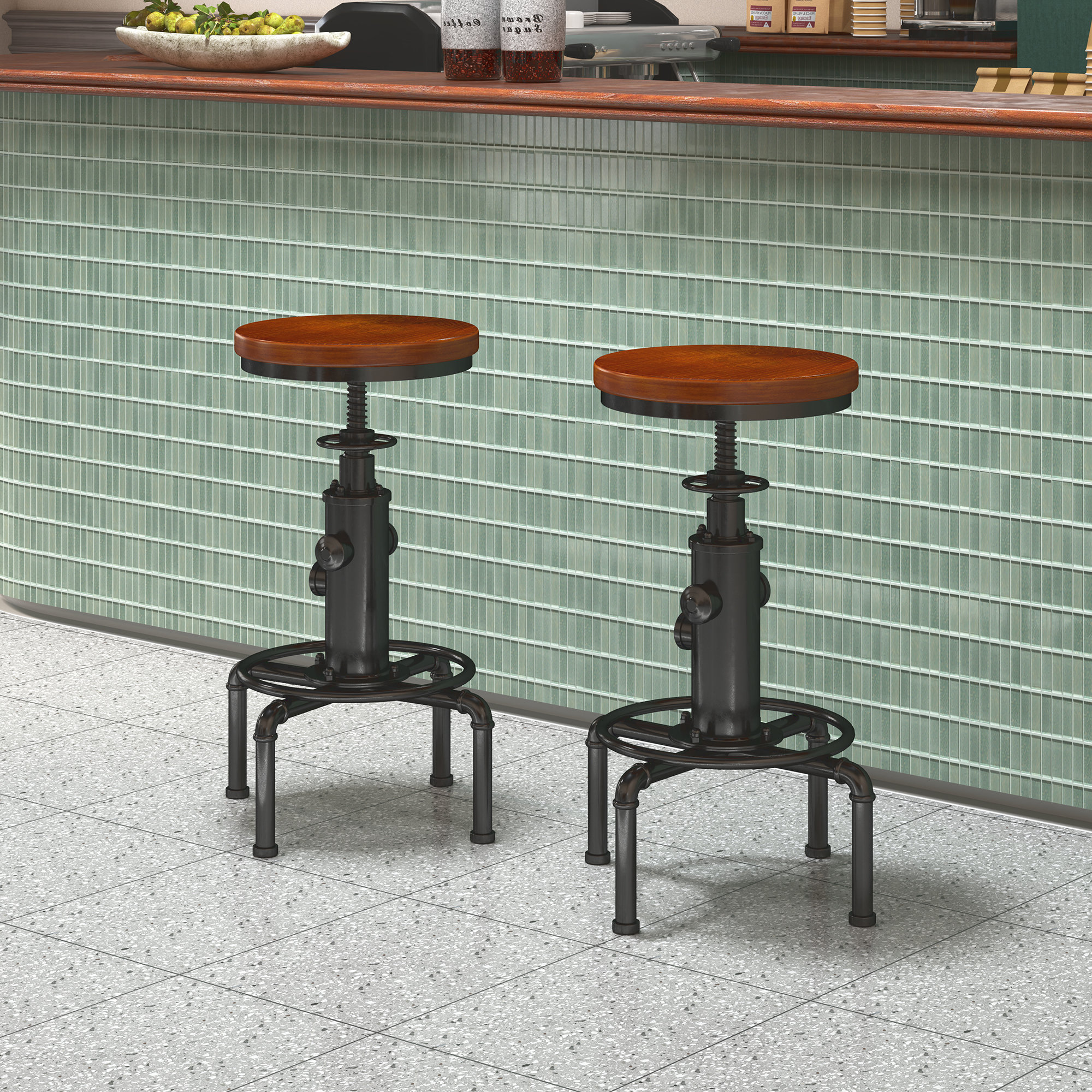 Trent Austin Design® Swivel Adjustable Height Counter Stool With Metal ...