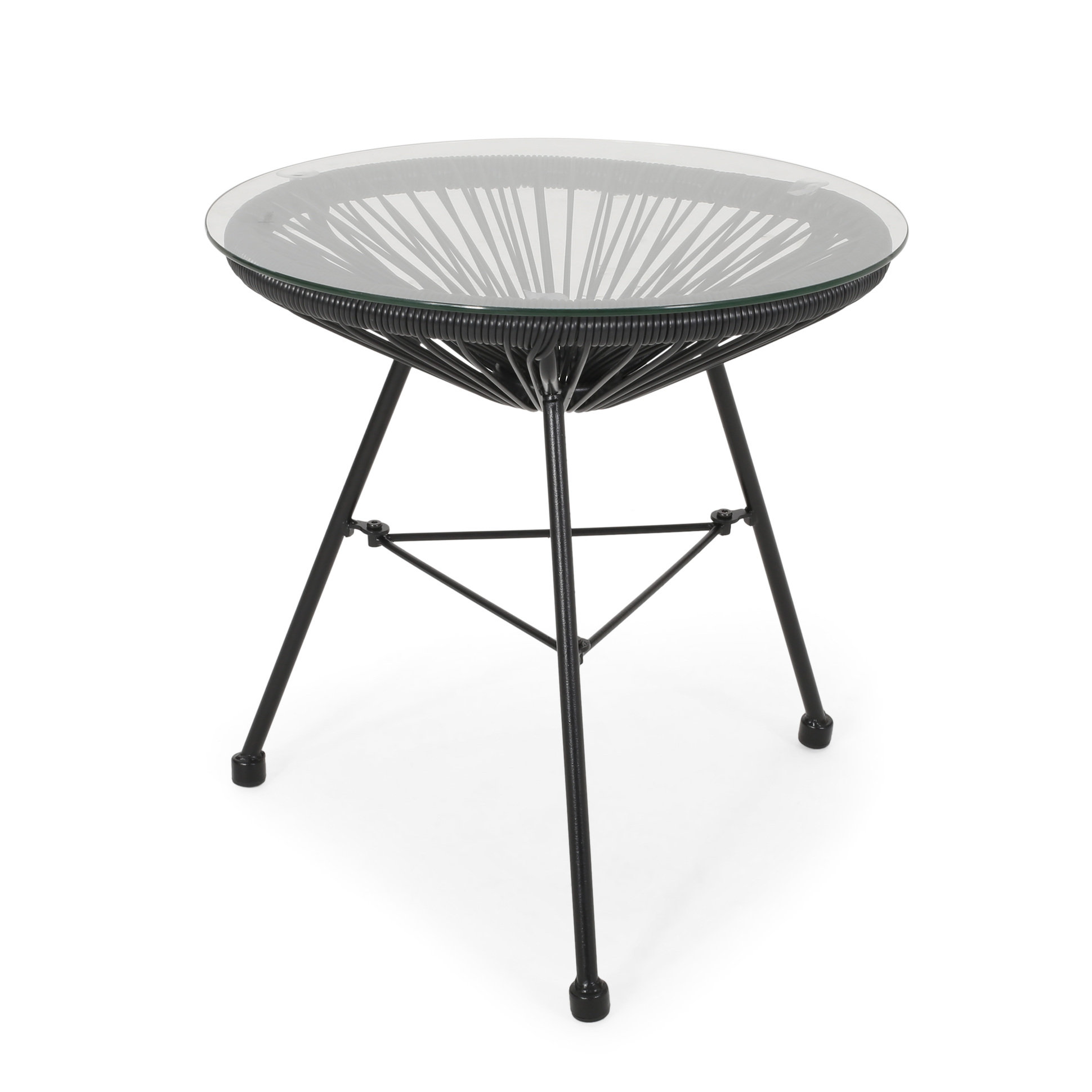 George Oliver Modern Outdoor Side Table With Detail - Tempered Glass ...