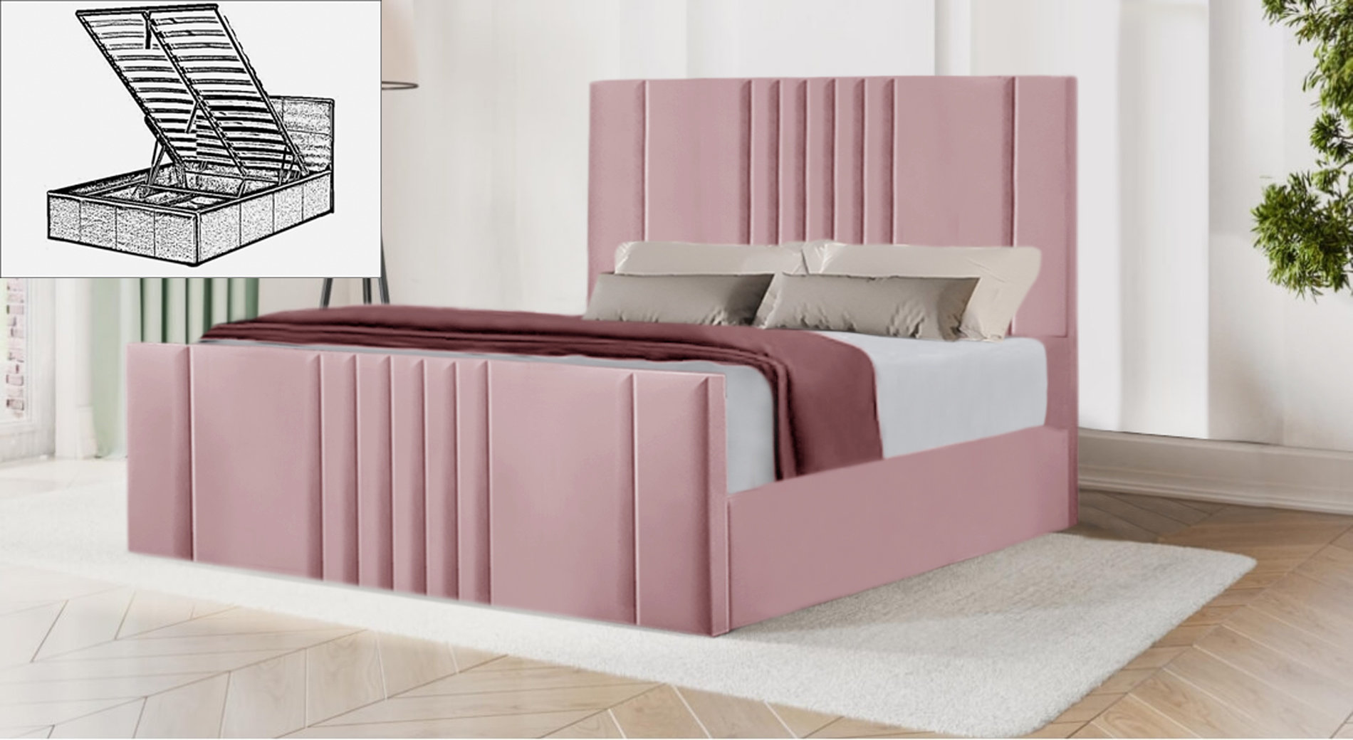 Ebern Designs Moherek Upholstered UK King - DE 150 X 200 Cm Storage Bed ...
