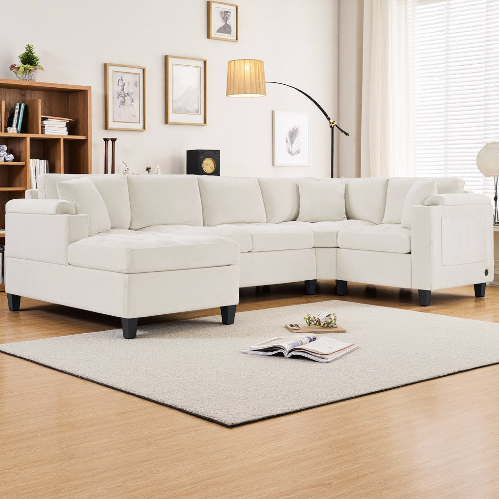 Latitude Run® Modern U-Shaped Sectional Sofa 115.7" with Chaise, Built ...
