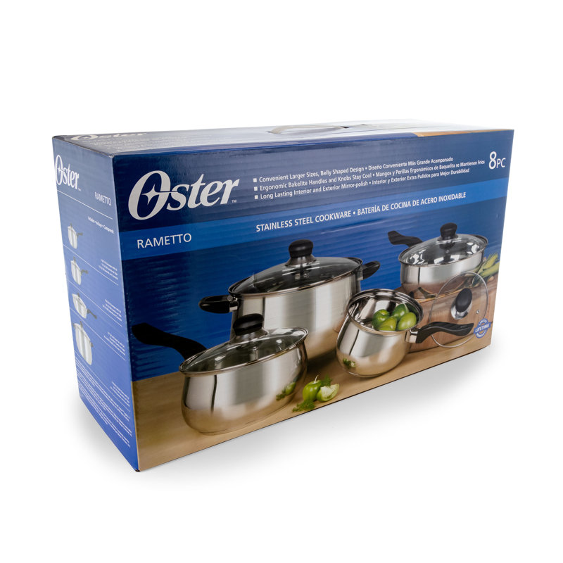 Oster Rametto 8 Piece Stainless Steel Cookware Set & Reviews | Wayfair