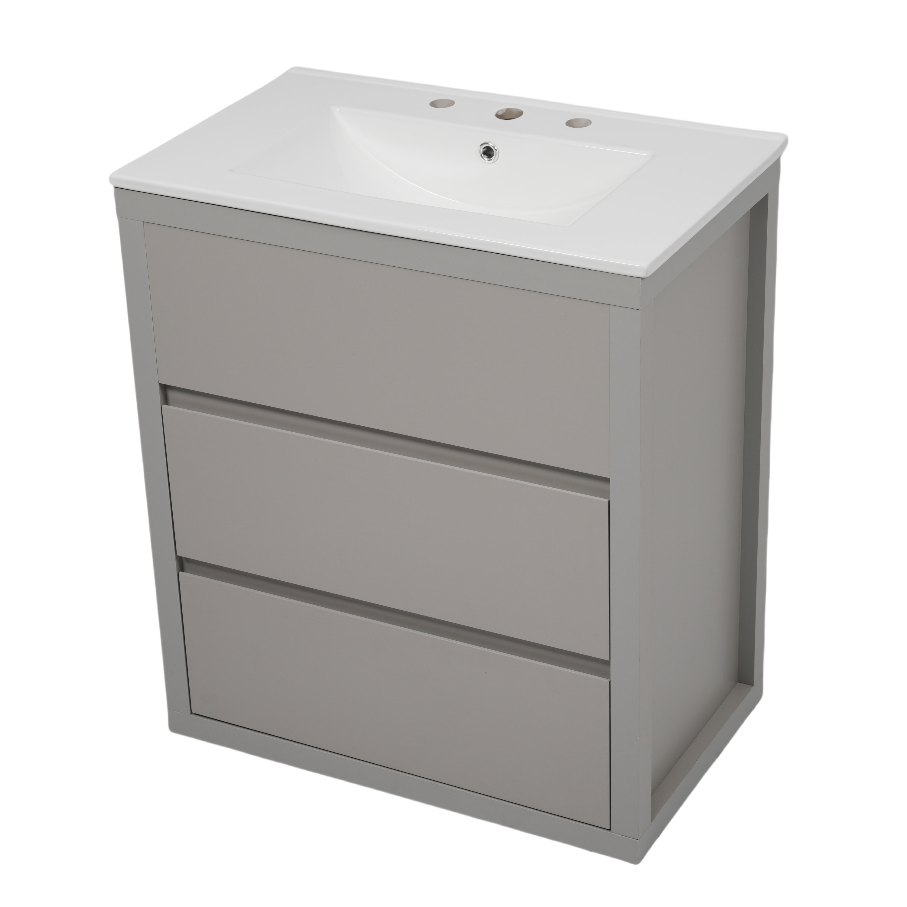 Ebern Designs 30" Bathroom Vanity With Ceramic Top With Handleless ...