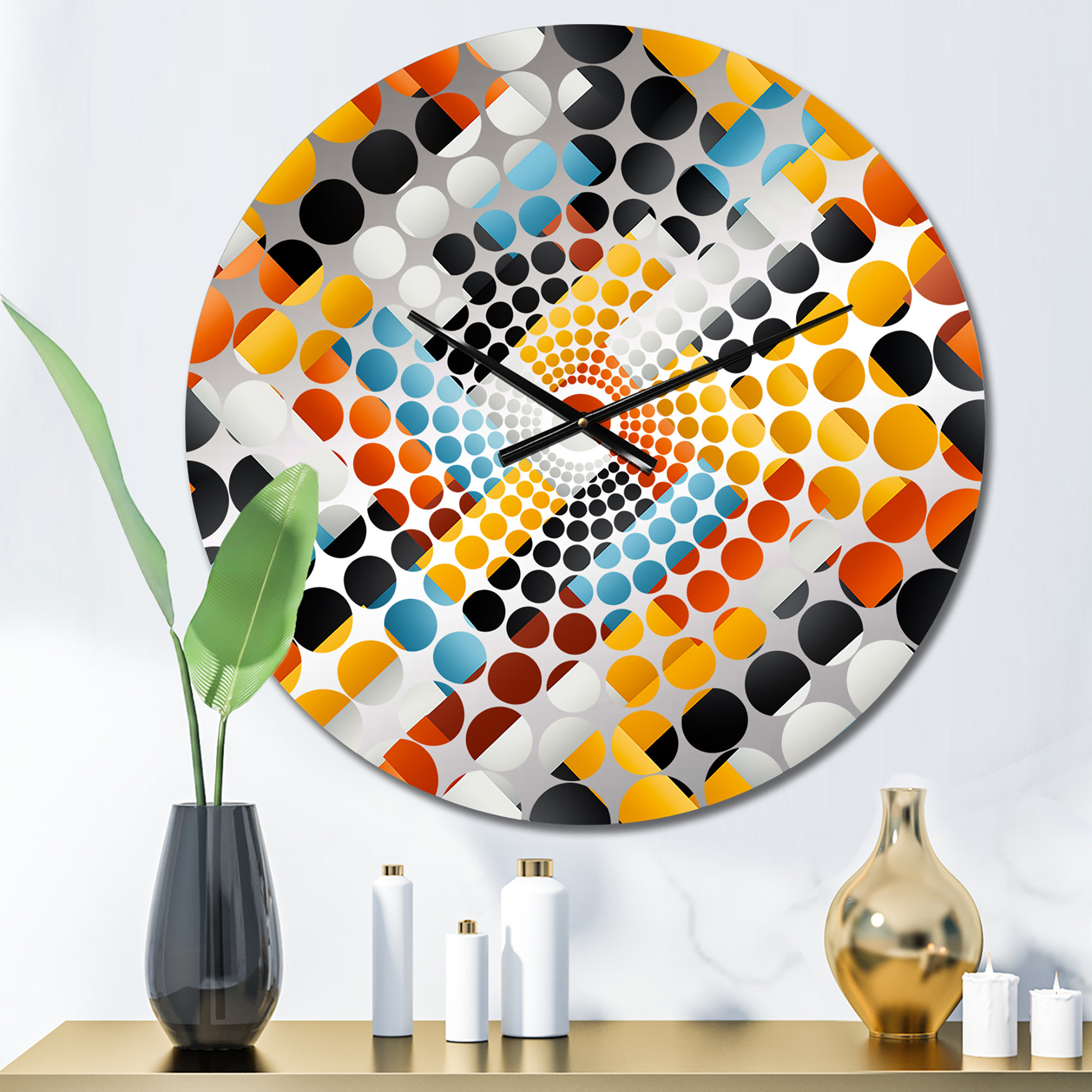 Design Art Orange And Blue Optical Illusions Geometric - Geometric Wall ...