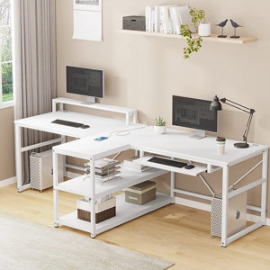 Trent Austin Design® Zina 90.55'' W Rectangle Double Computer Desk ...