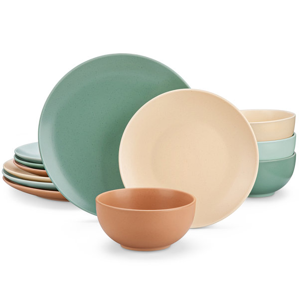 17 Stories Pacious 12 Piece Stoneware Dinnerware Set - Service for 4 ...