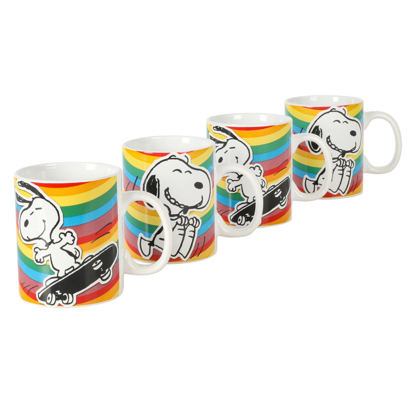 Peanuts 70Th Anniversary 4 Piece 15 OZ Snoopy Stoneware Mugs | Wayfair