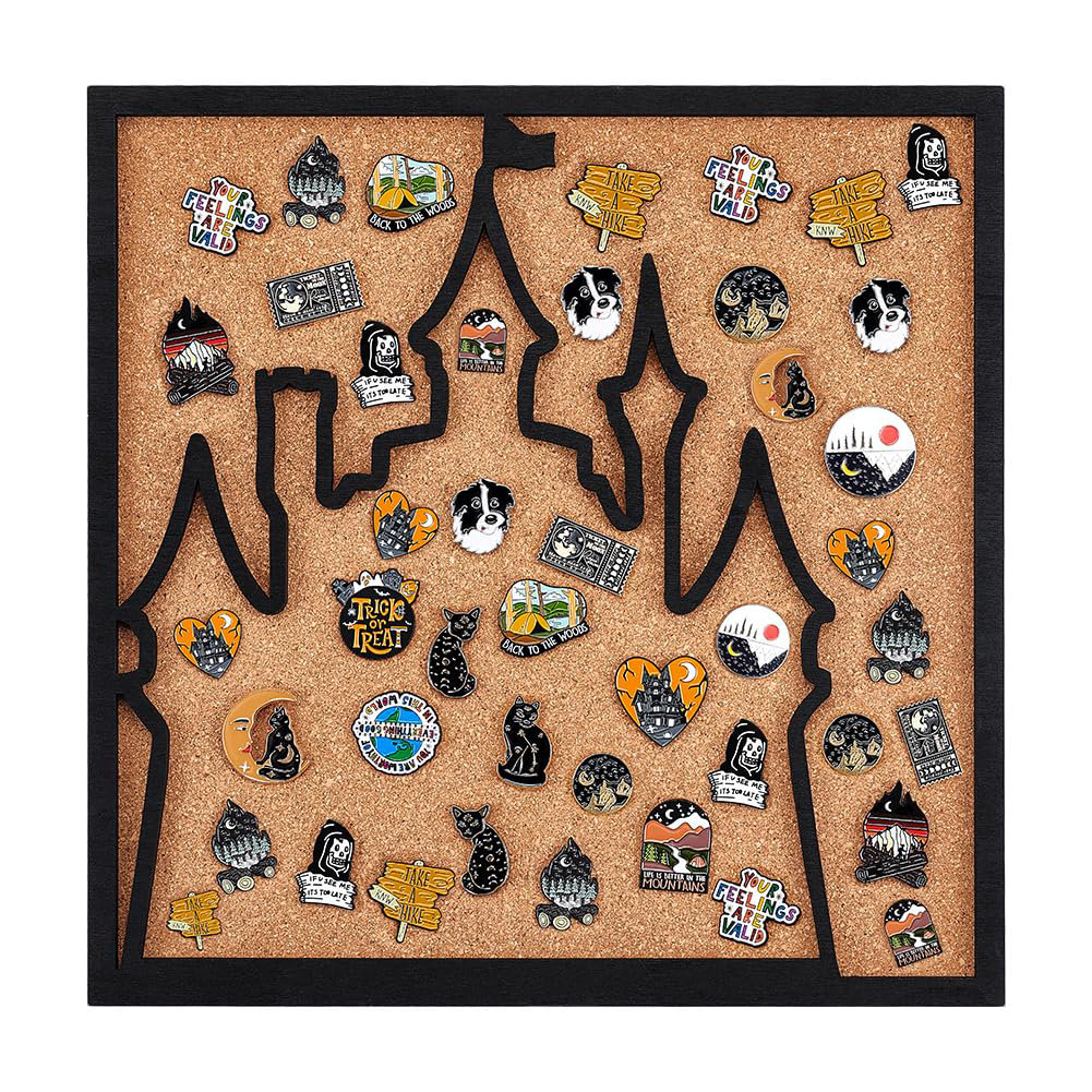 FEIYAN Square Castle Pin Board Cork Board, 11.8X11.8Inch Bulletin ...