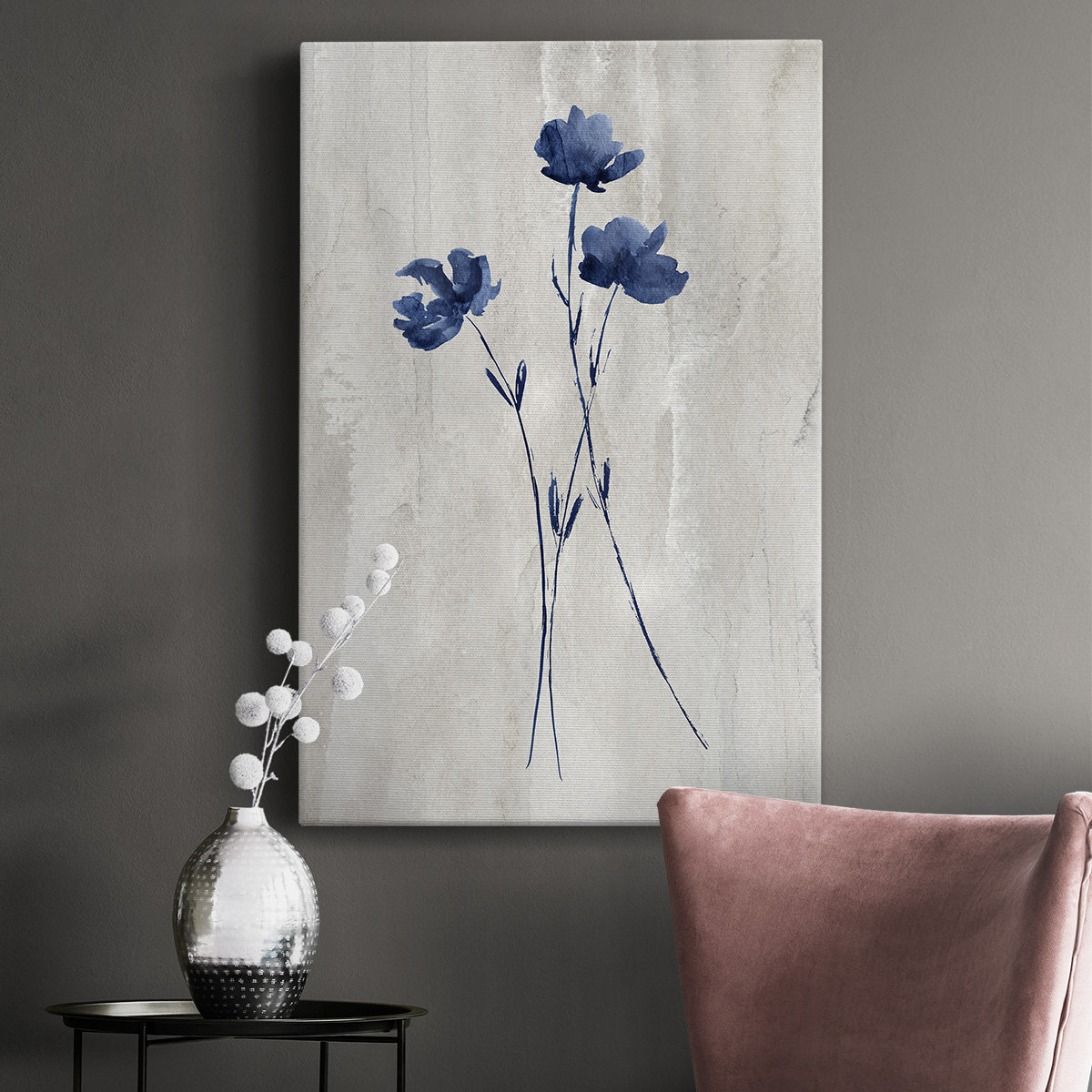 Red Barrel Studio® Indigo Botanical III - Wrapped Canvas Print | Wayfair