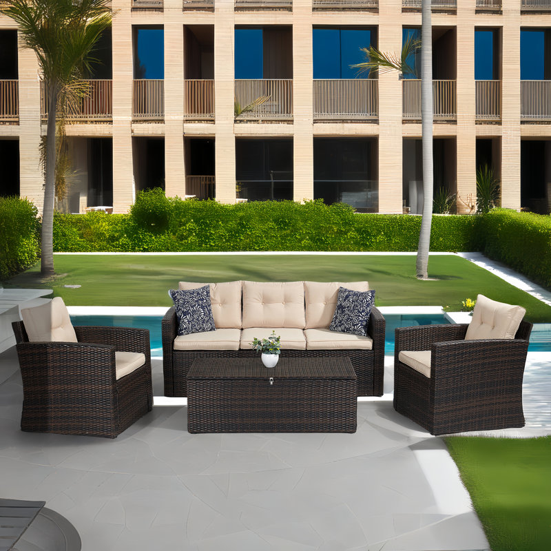 Lark Manor Derwin 5 - Person Outdoor Seating Group with Cushions ...