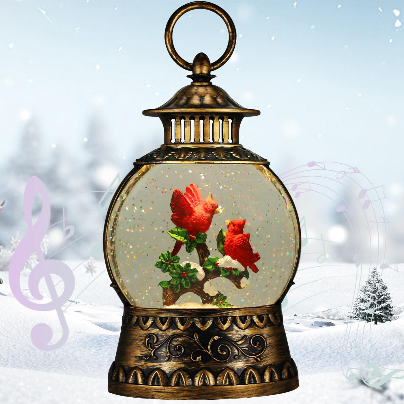 The Holiday Aisle® Cardinal Christmas Snow Globe, Cardinal Musical Snow ...