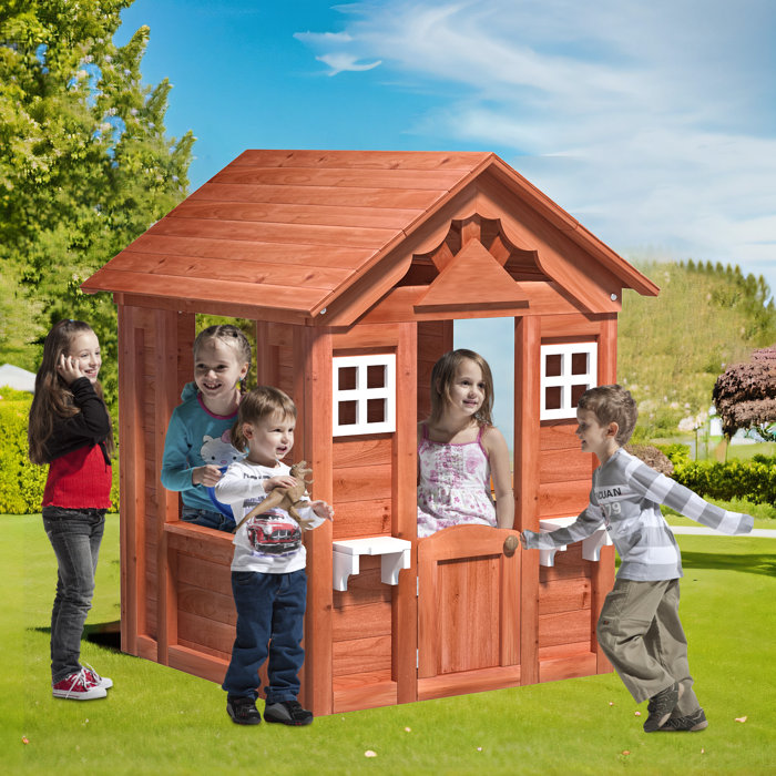 WELLDONE 46'' W x 42'' D Outdoor Solid Wood Kids Playhouse - Wayfair Canada