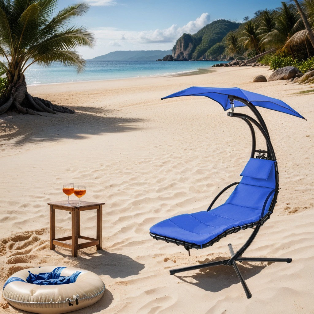 Bungalow Rose Josian 1 Person Hanging Chaise Lounger with Stand ...