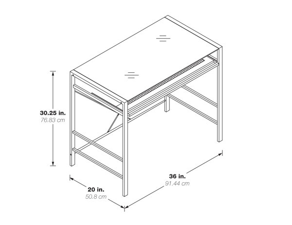 Ebern Designs Glass Top Metal Base Computer Desk & Reviews | Wayfair