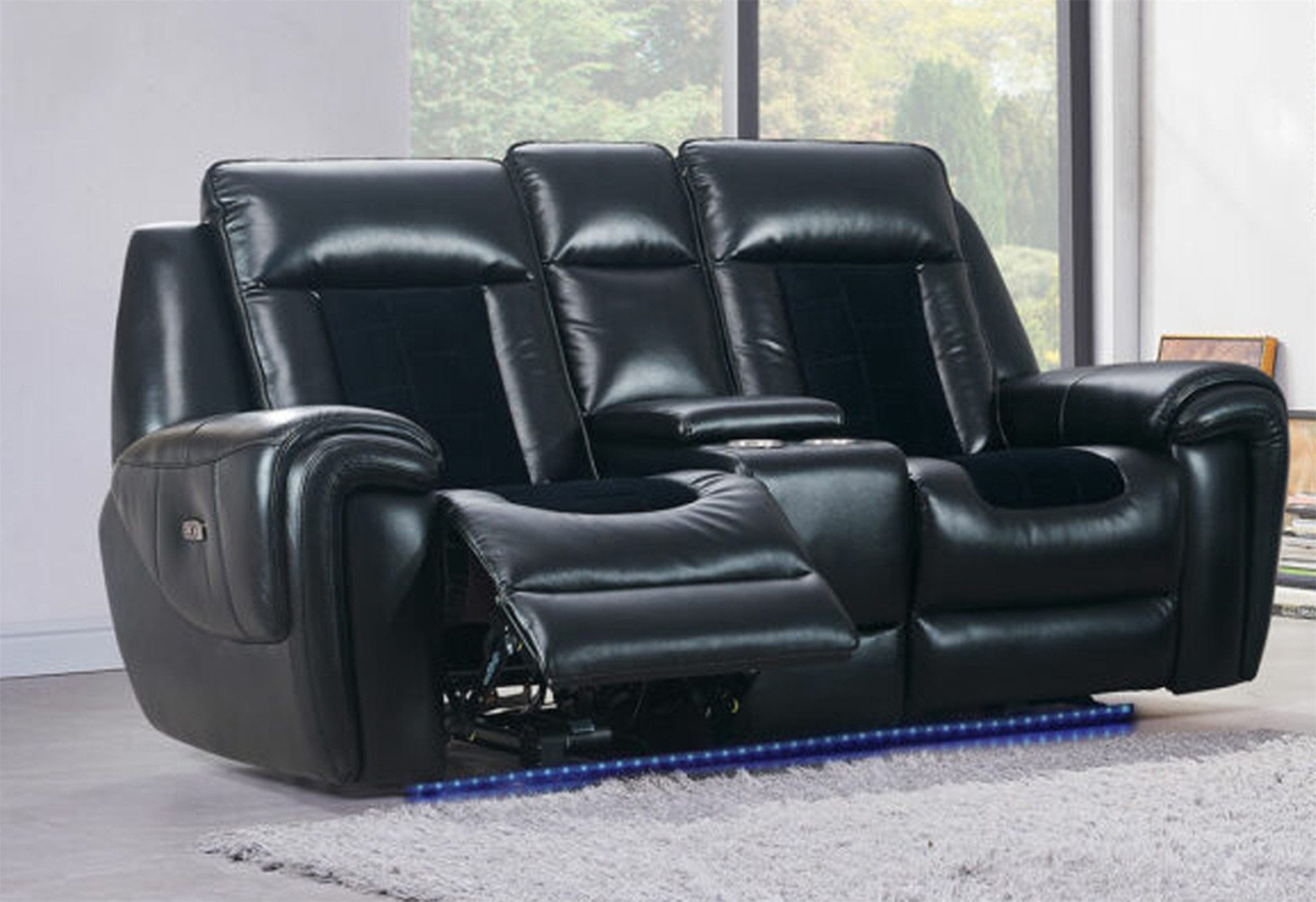 Orren Ellis CLARK BLANCHE /VELVET POWER CONSOLE RECLINING LS WITH LED ...