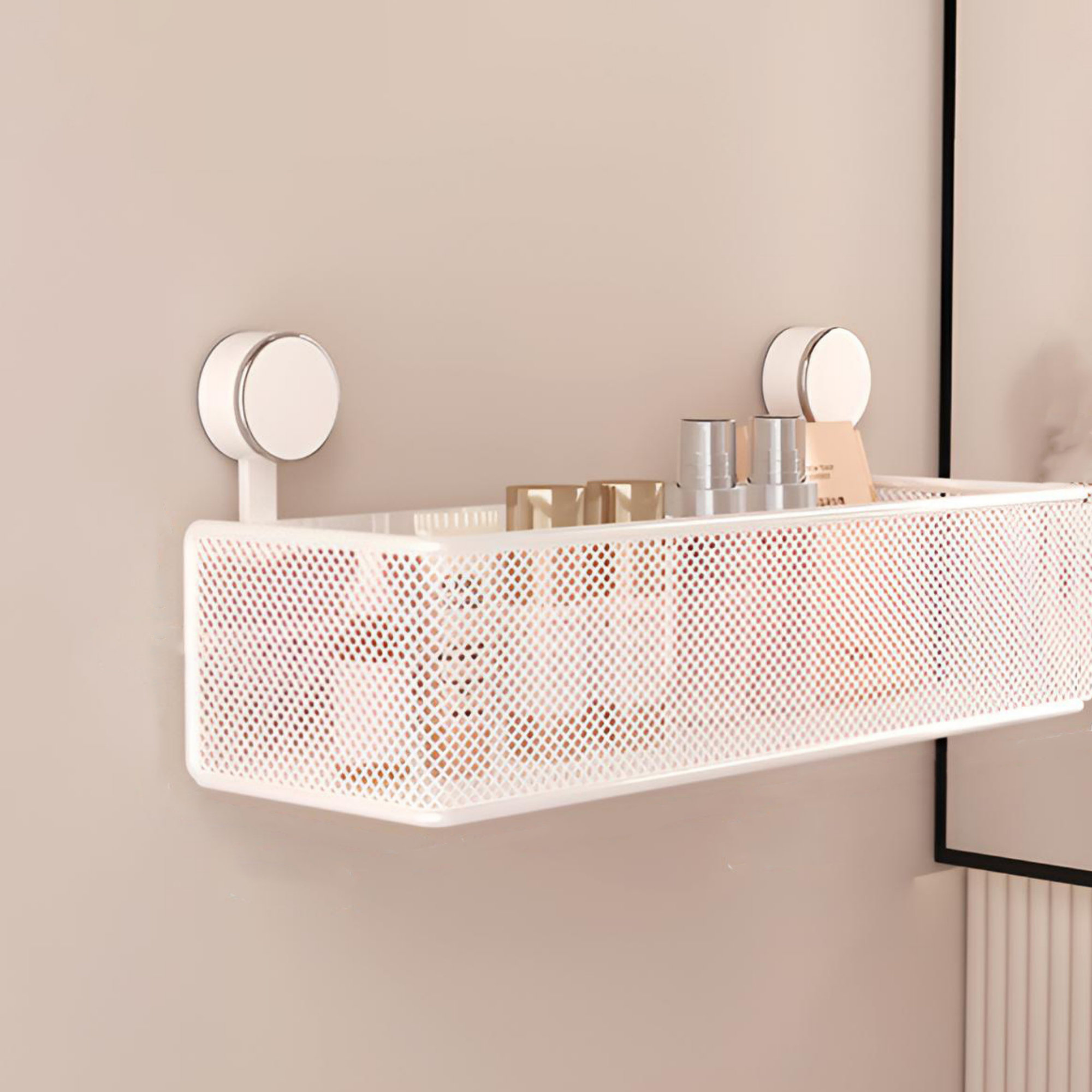Rebrilliant Non Perforated Suction Cup Storage Rack, Bathroom Wall ...