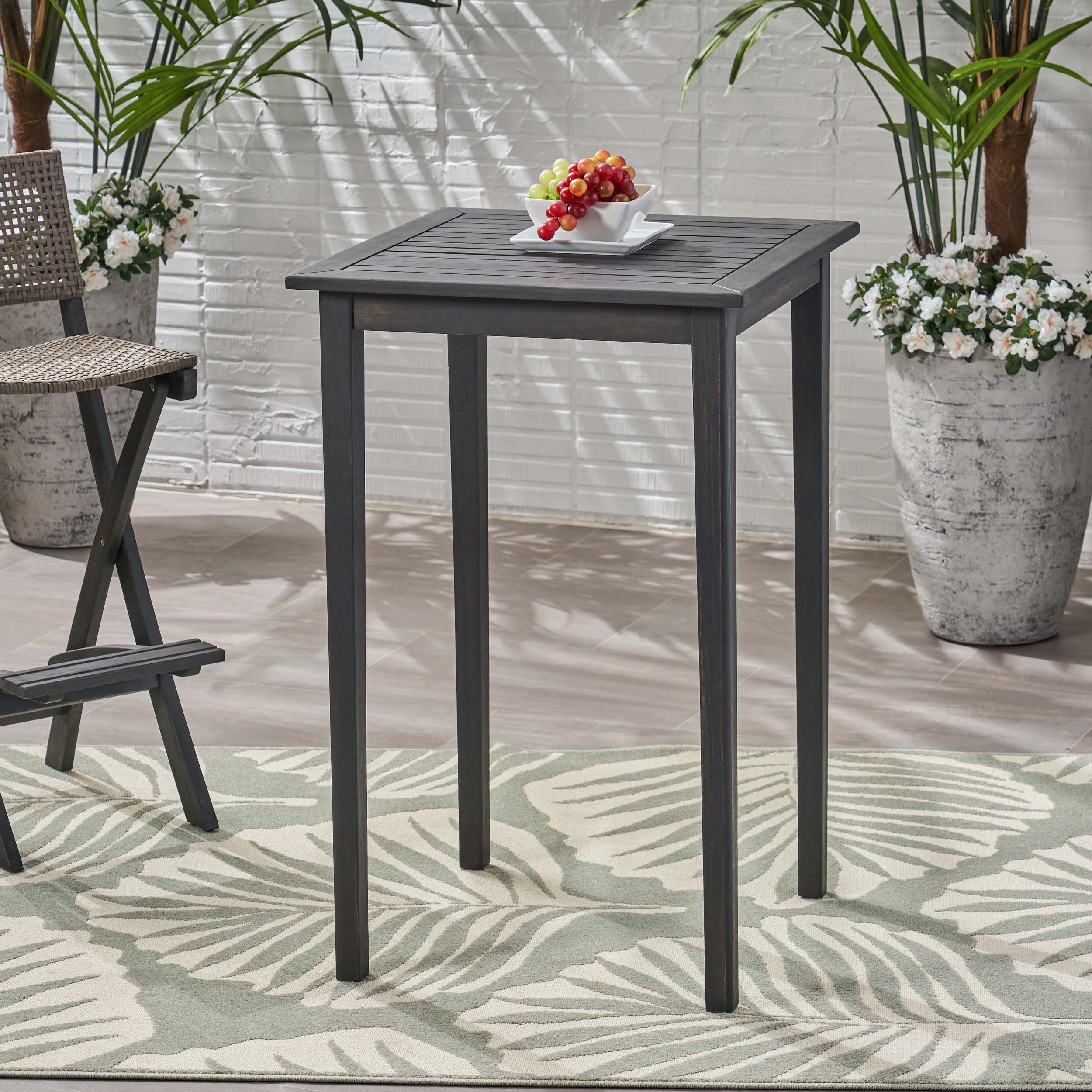 Corrigan Studio Outdoor Acacia Wood Square Bar Table - Wayfair Canada