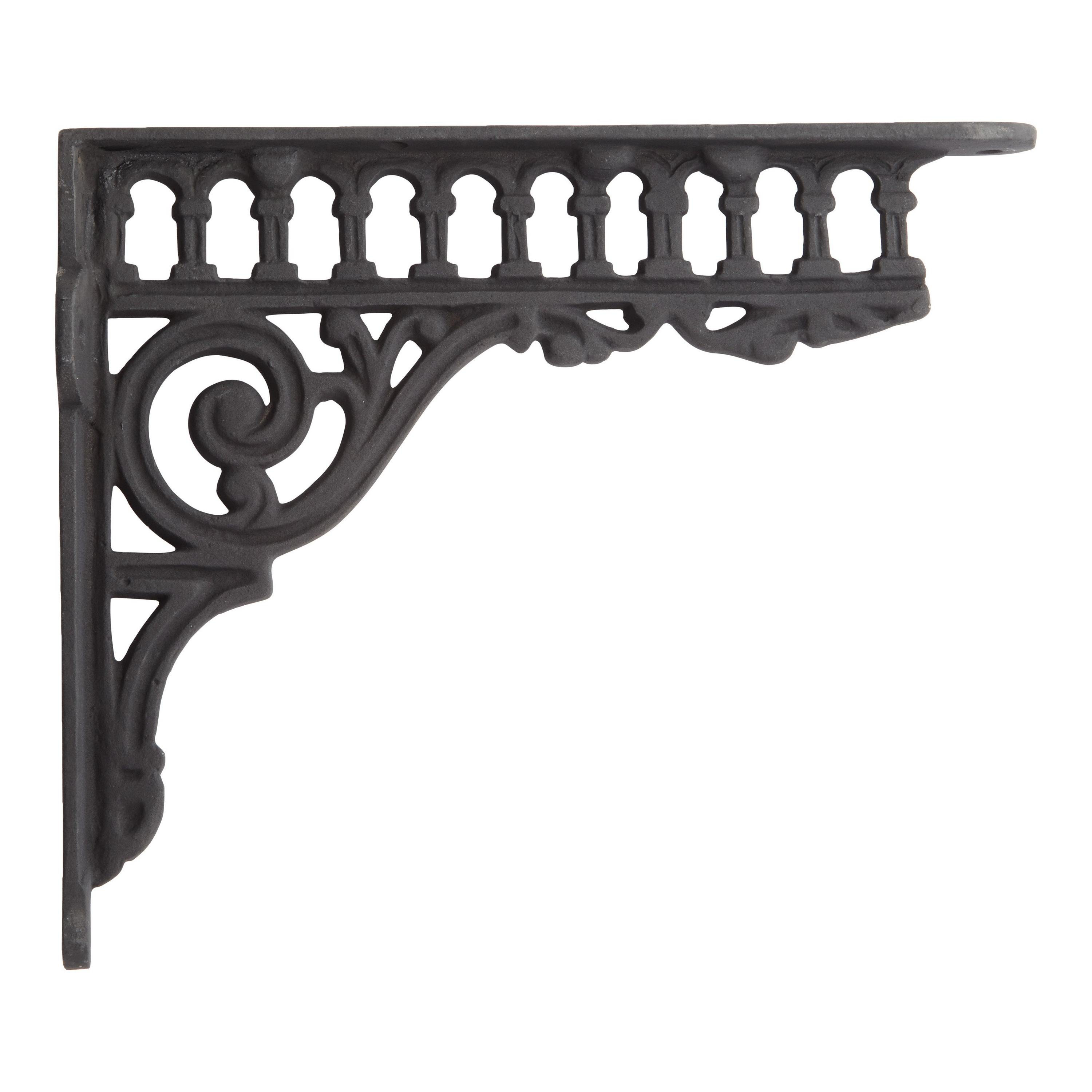 Signature Hardware Greco Cast Iron Shelf Bracket - Black Powder Coat ...