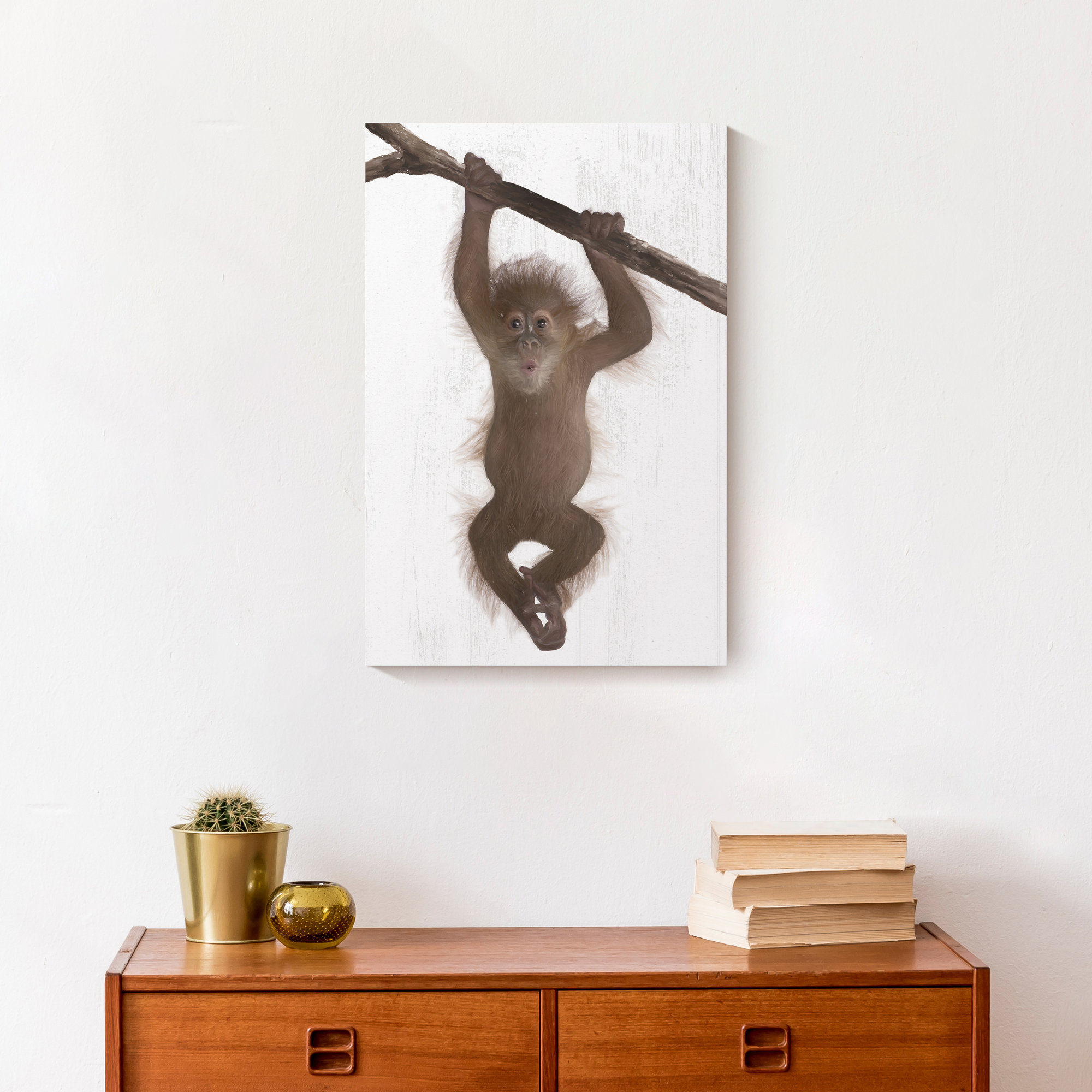 Indigo Safari Hanging Monkey - Wrapped Canvas Painting | Wayfair